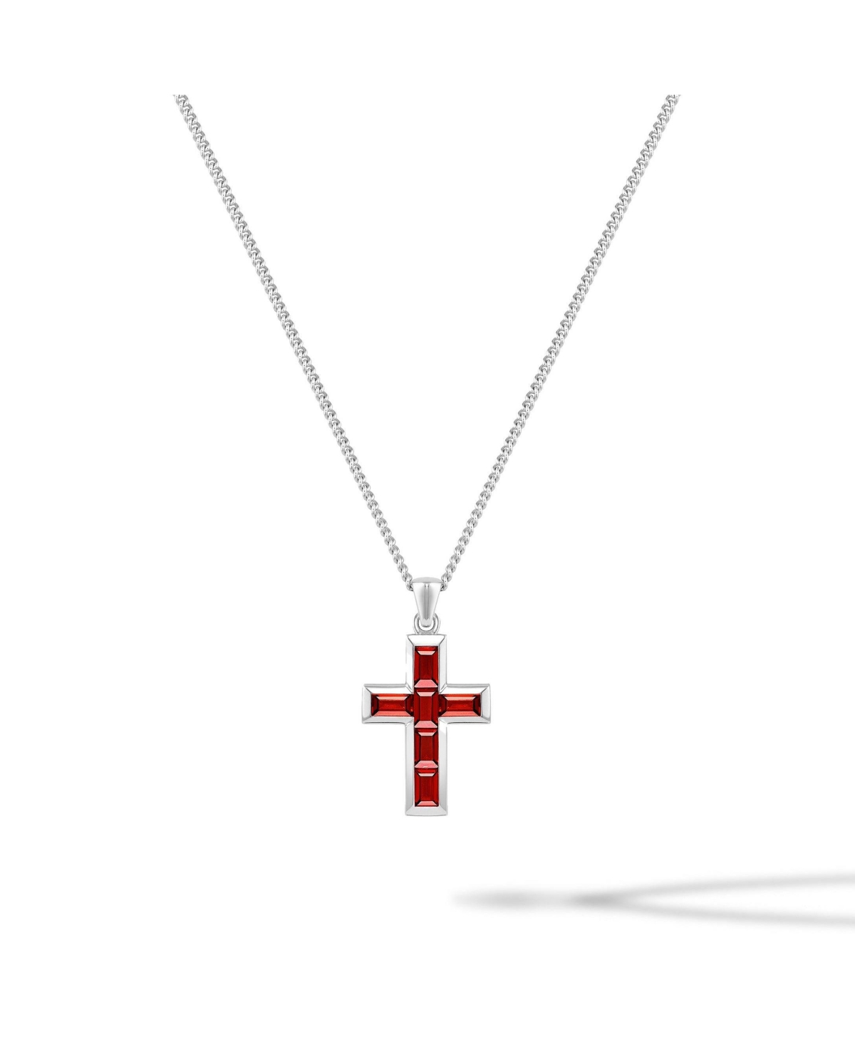 Click here for Vincero Mens Stone Cross Pendant - Red - Silver Ne... prices
