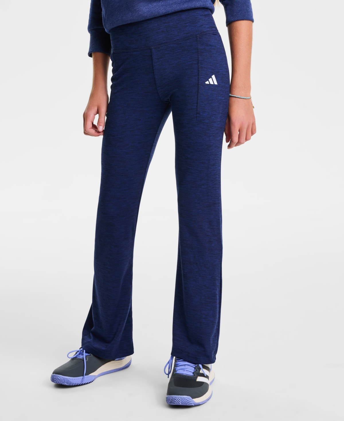 Click here for adidas Big Girls Melange Flare-Leg Pants - Blue W/... prices