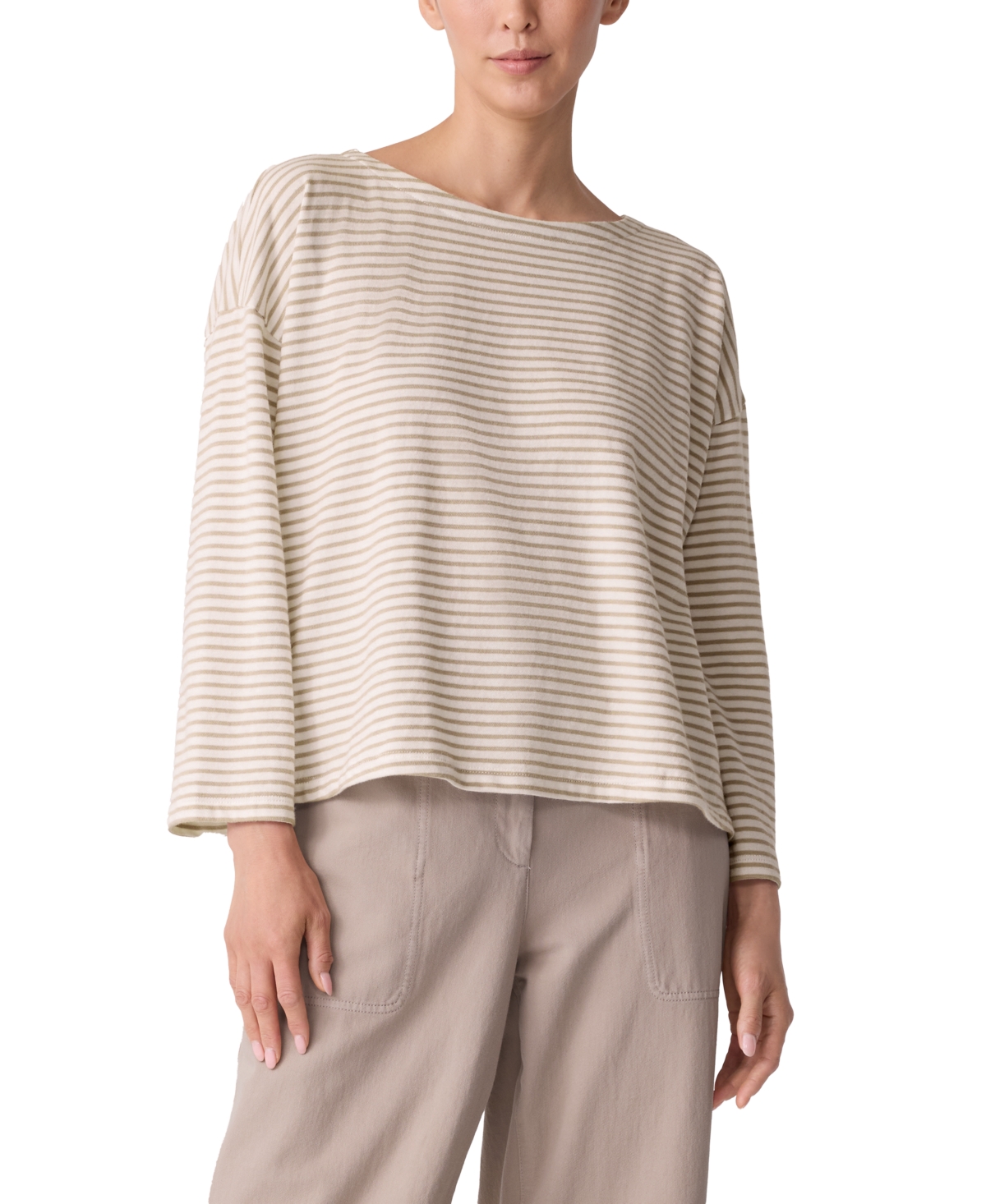 Click here for Eileen Fisher Womens Striped Top - Wheat prices