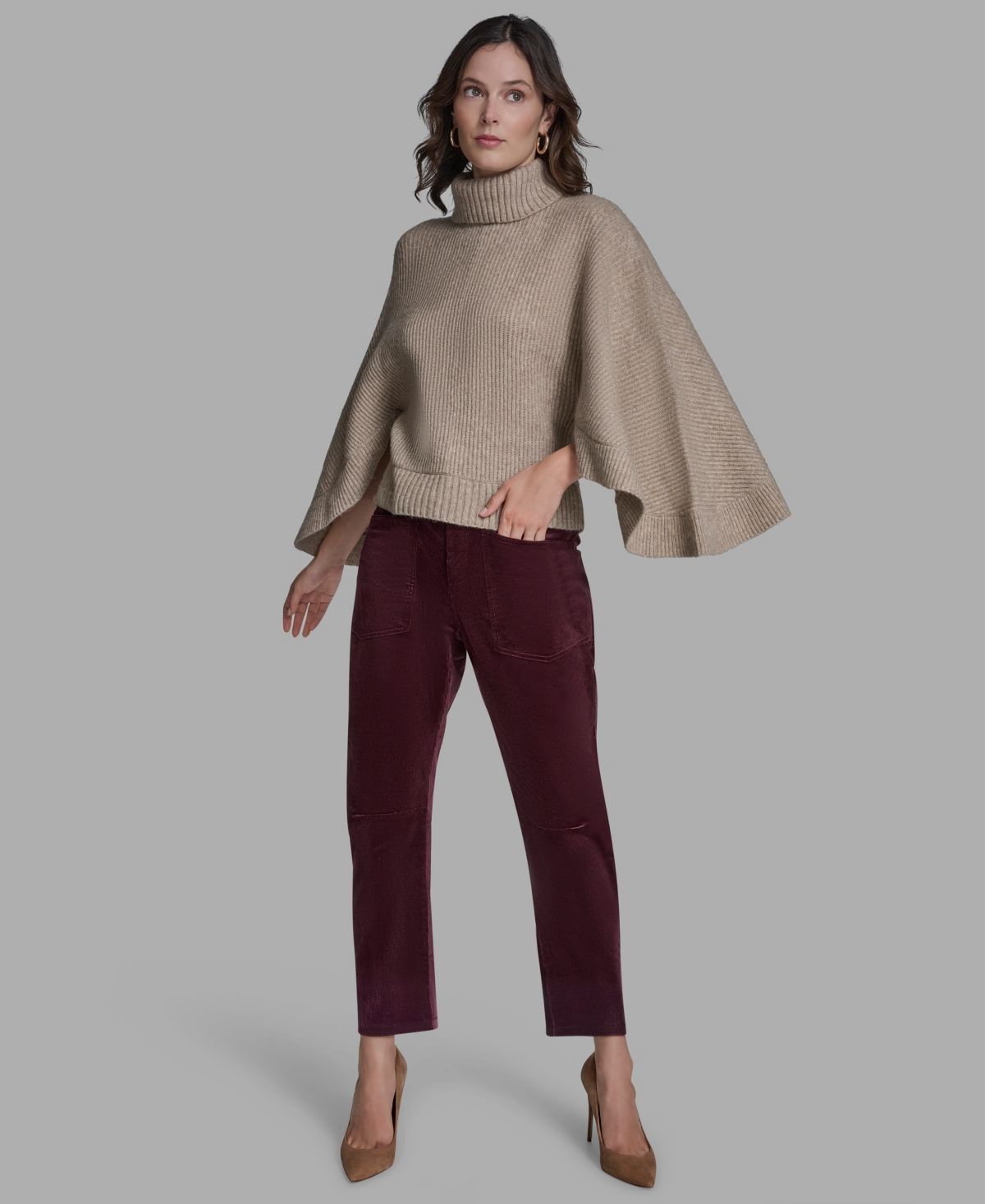 Click here for Bcbg Womens Oversized Turtleneck Sweater Poncho -... prices