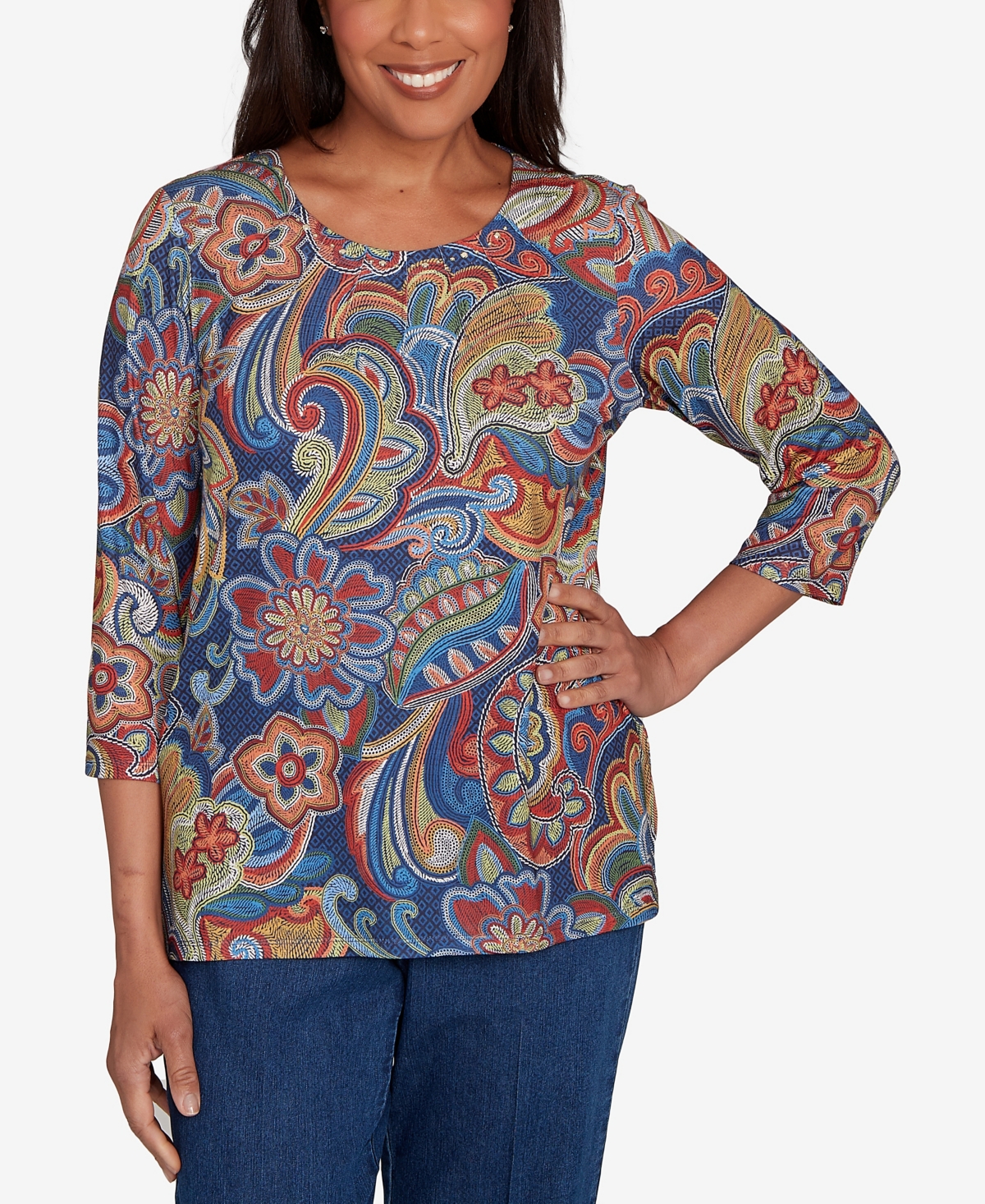 Click here for Alfred Dunner Womens Sunset Canyon Stitched Floral... prices