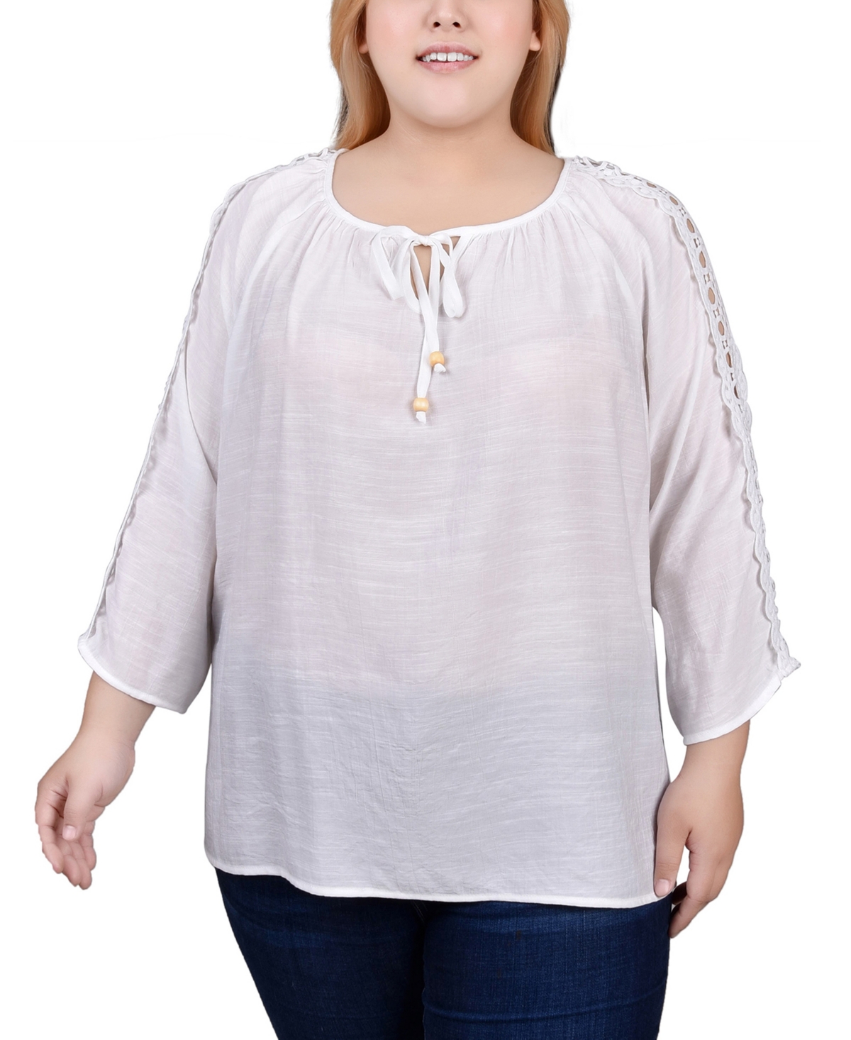 Click here for Ny Collection Plus Size 3/4 Sleeve Crochet Detail... prices