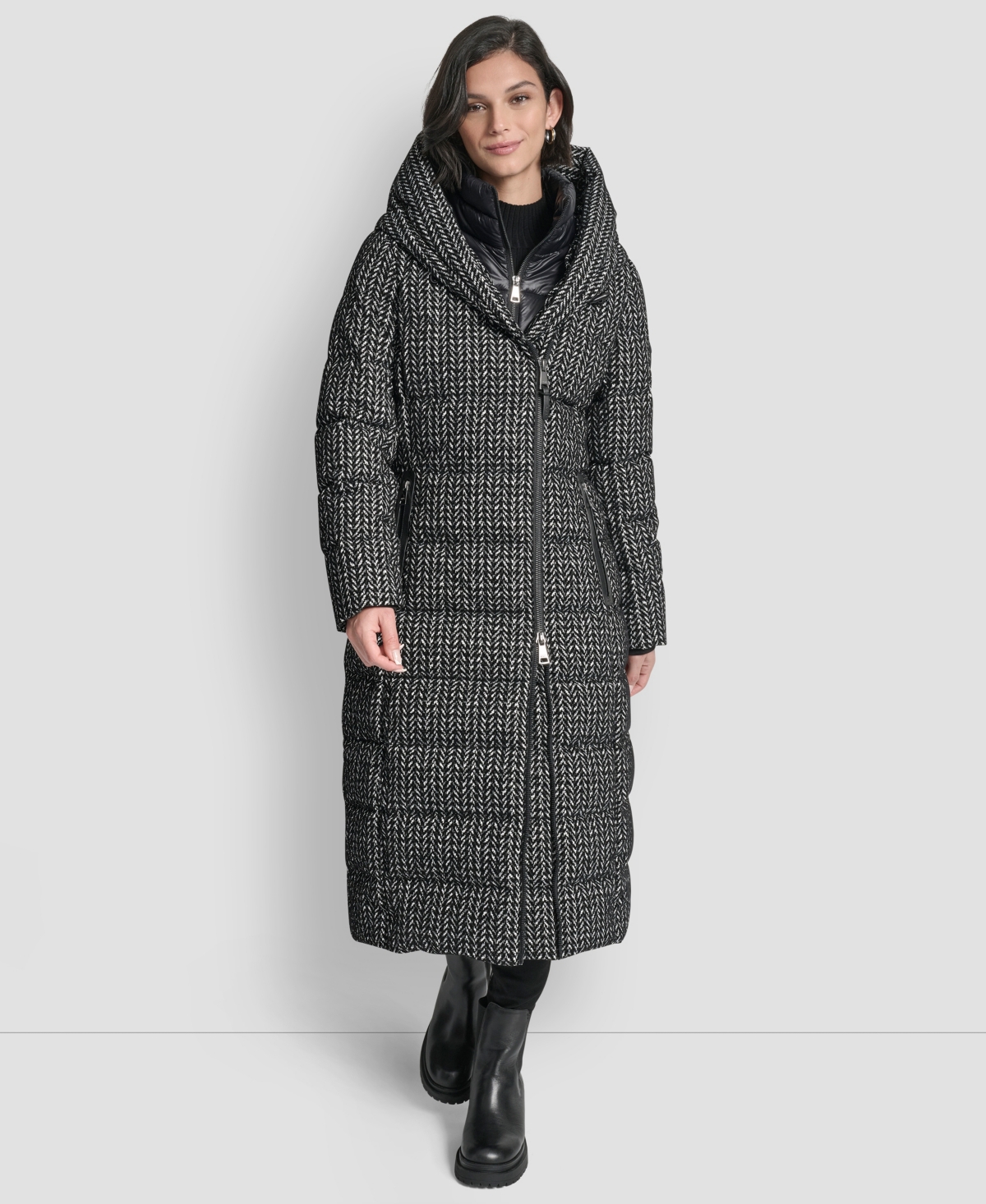 Click here for Dkny Womens Bibbed Shawl Collar Hooded Puffer Coat... prices