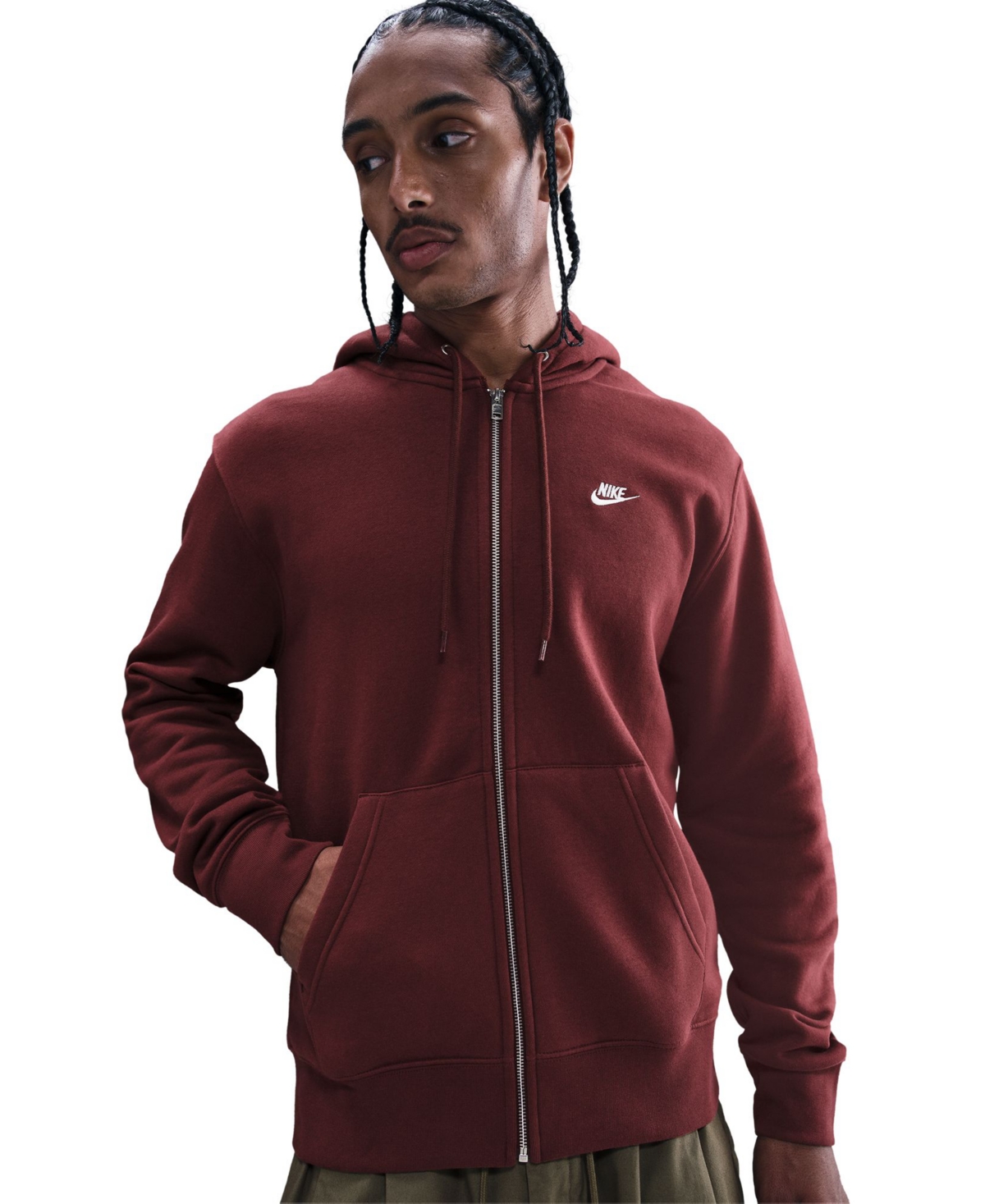 Click here for Nike Mens Full-Zip Fleece Hoodie - Dark Team Red/W... prices