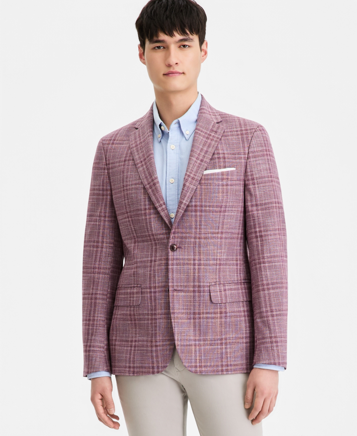 Click here for Tommy Hilfiger Mens Modern-Fit Navy Windowpane Bla... prices