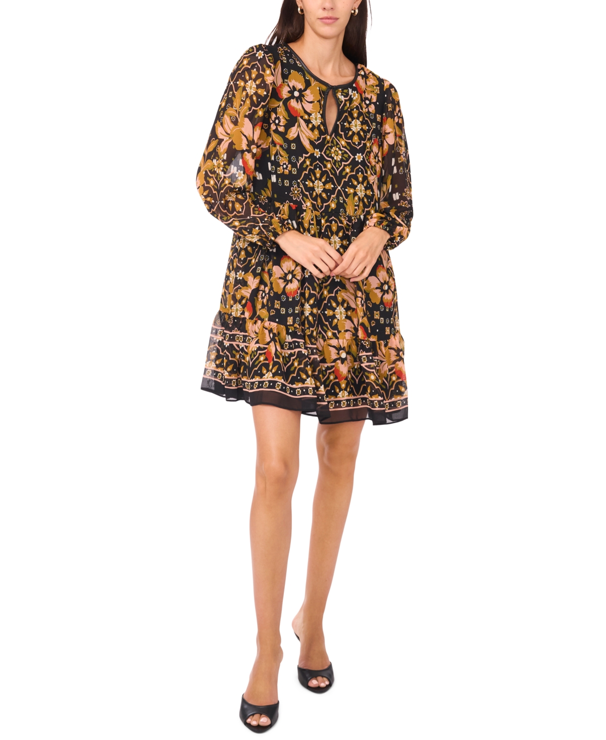 Click here for Msk Womens Long Sleeve Babydoll Dress - Rich Black prices