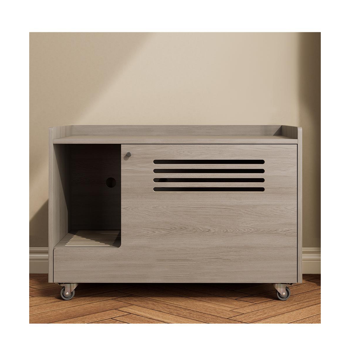 Click here for Zeus & Ruta Gray Hidden Litter Box Cabinet with St... prices