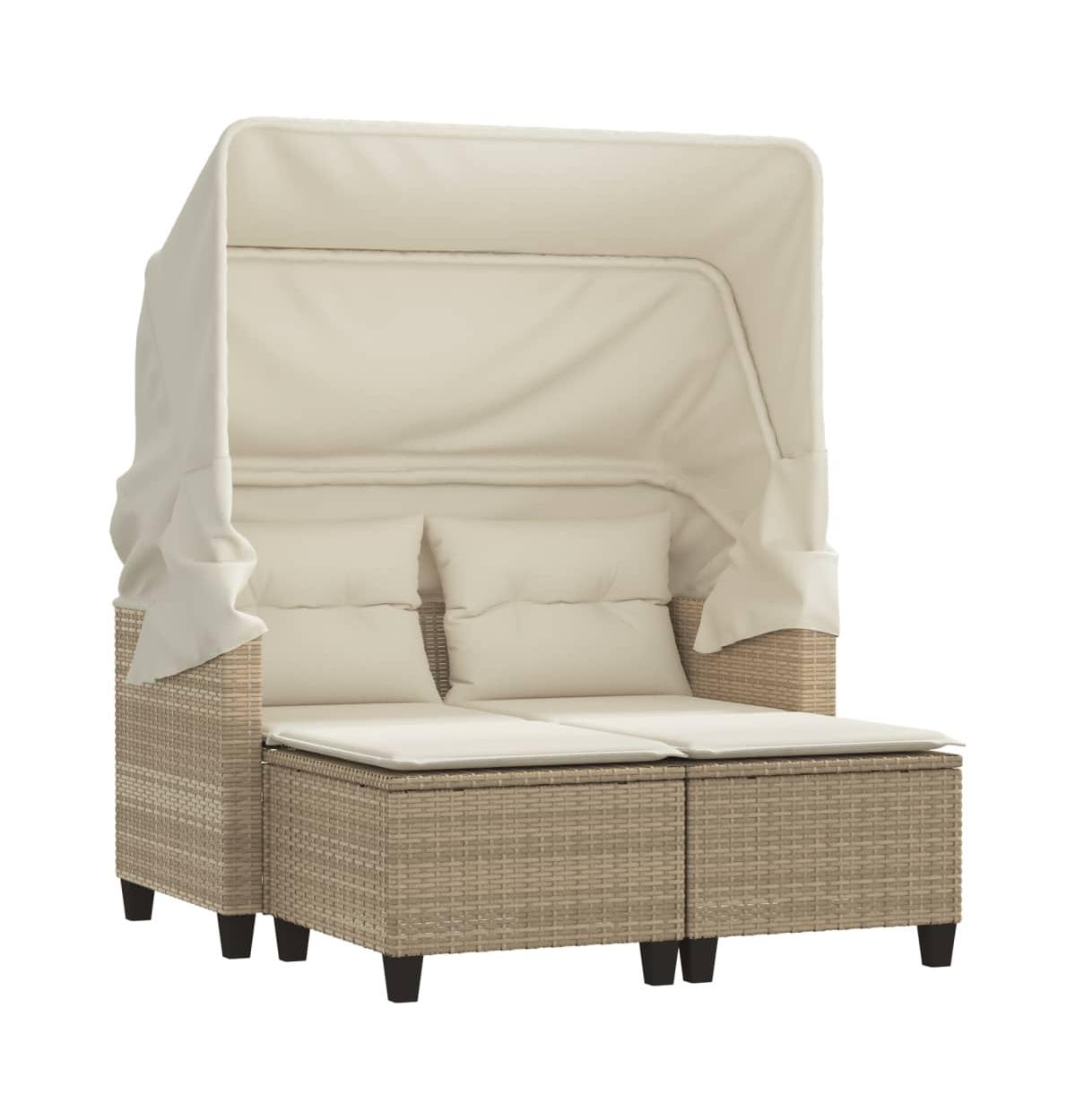 Click here for vidaXL Patio Sofa 2-Seater with Canopy and Stools... prices