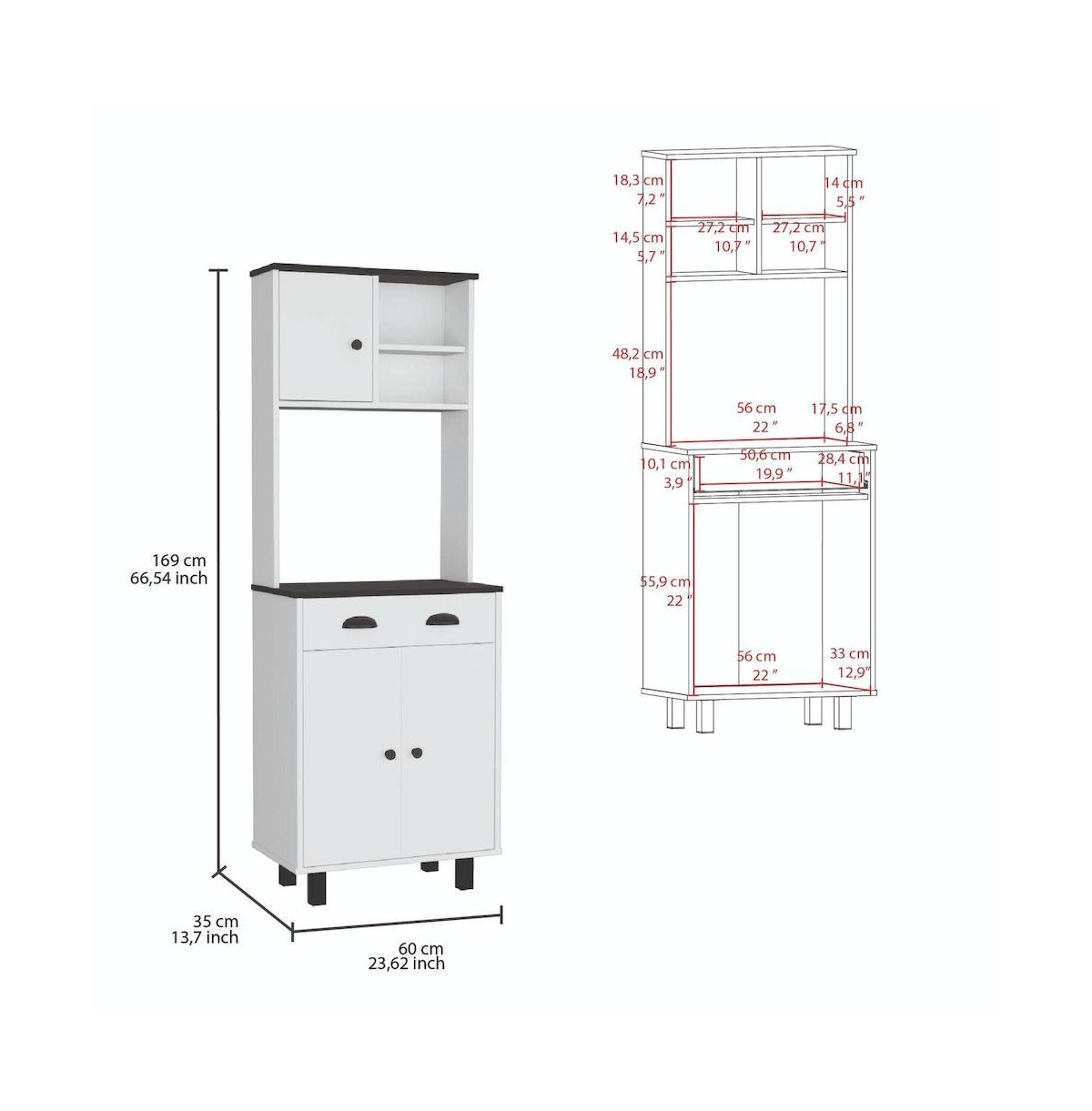 Click here for Tuhome Salen Kitchen Pantry White/Black Mdf - Whit... prices