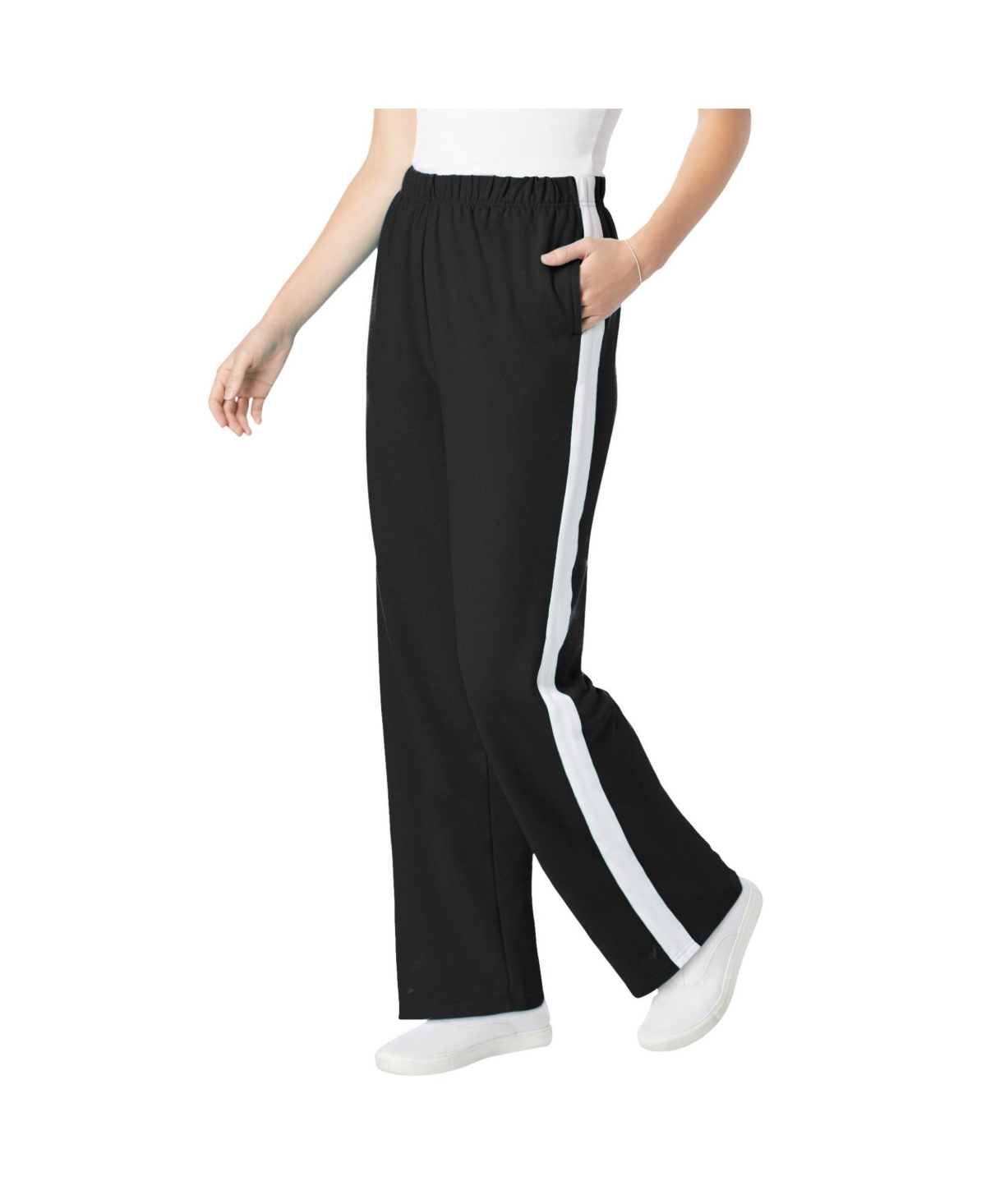 Click here for Woman Within Plus Size Side Stripe Cotton French T... prices