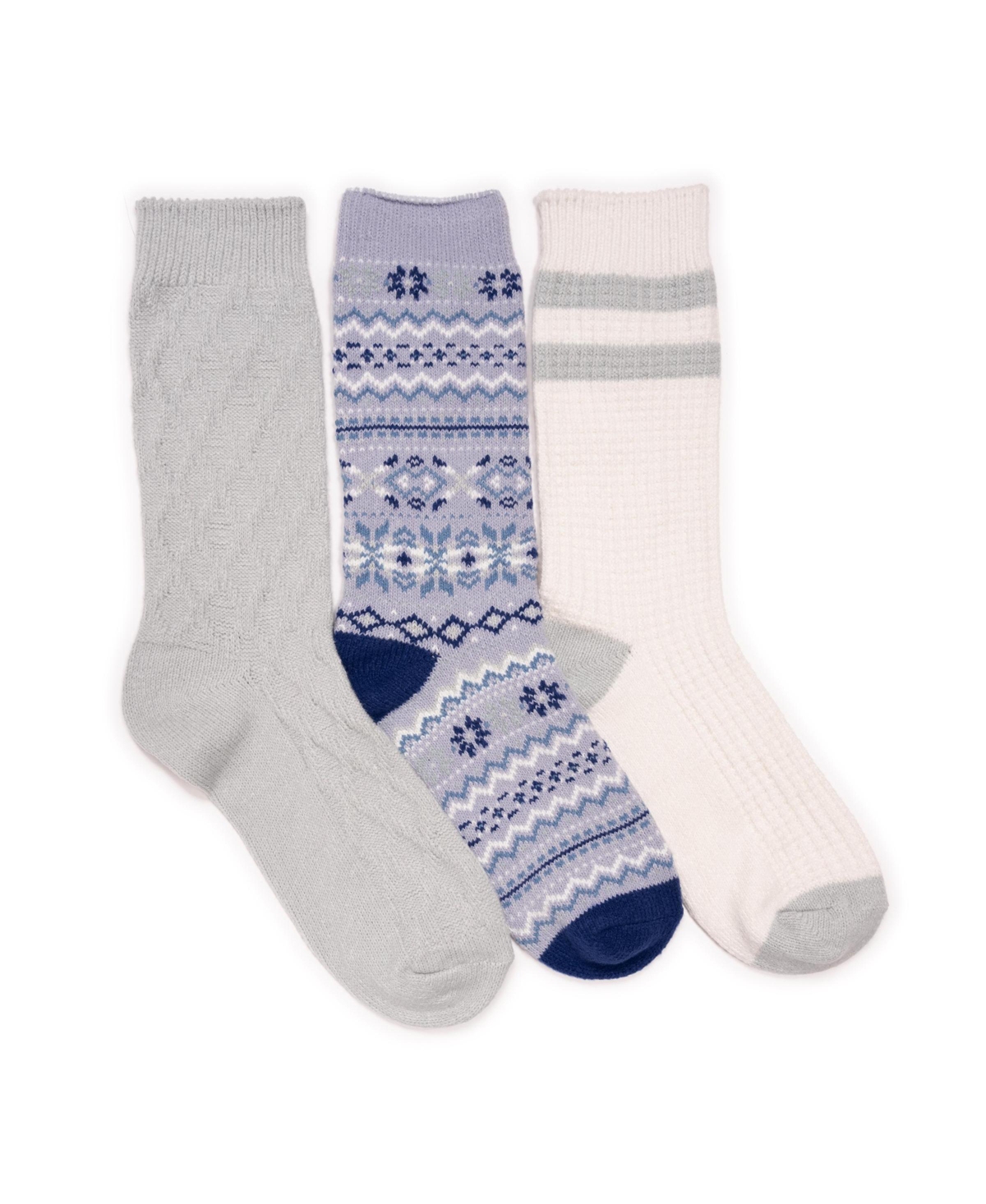 Click here for Muk Luks Womens Boot Socks 3 Pair Pack - Icy blue prices