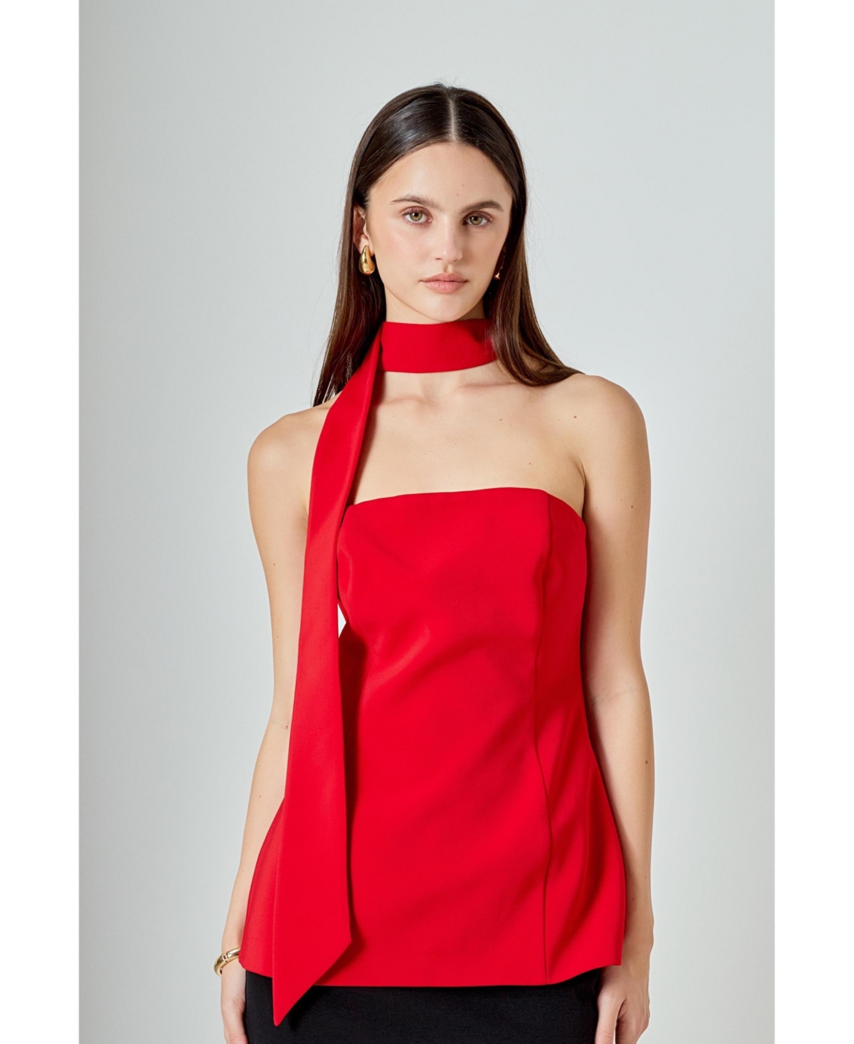 Click here for endless rose Womens A-Line Choker Tie Top - Red prices
