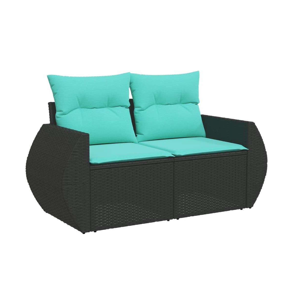 Click here for vidaXL Patio Sofa with Cushions 2-Seater Black Pol... prices