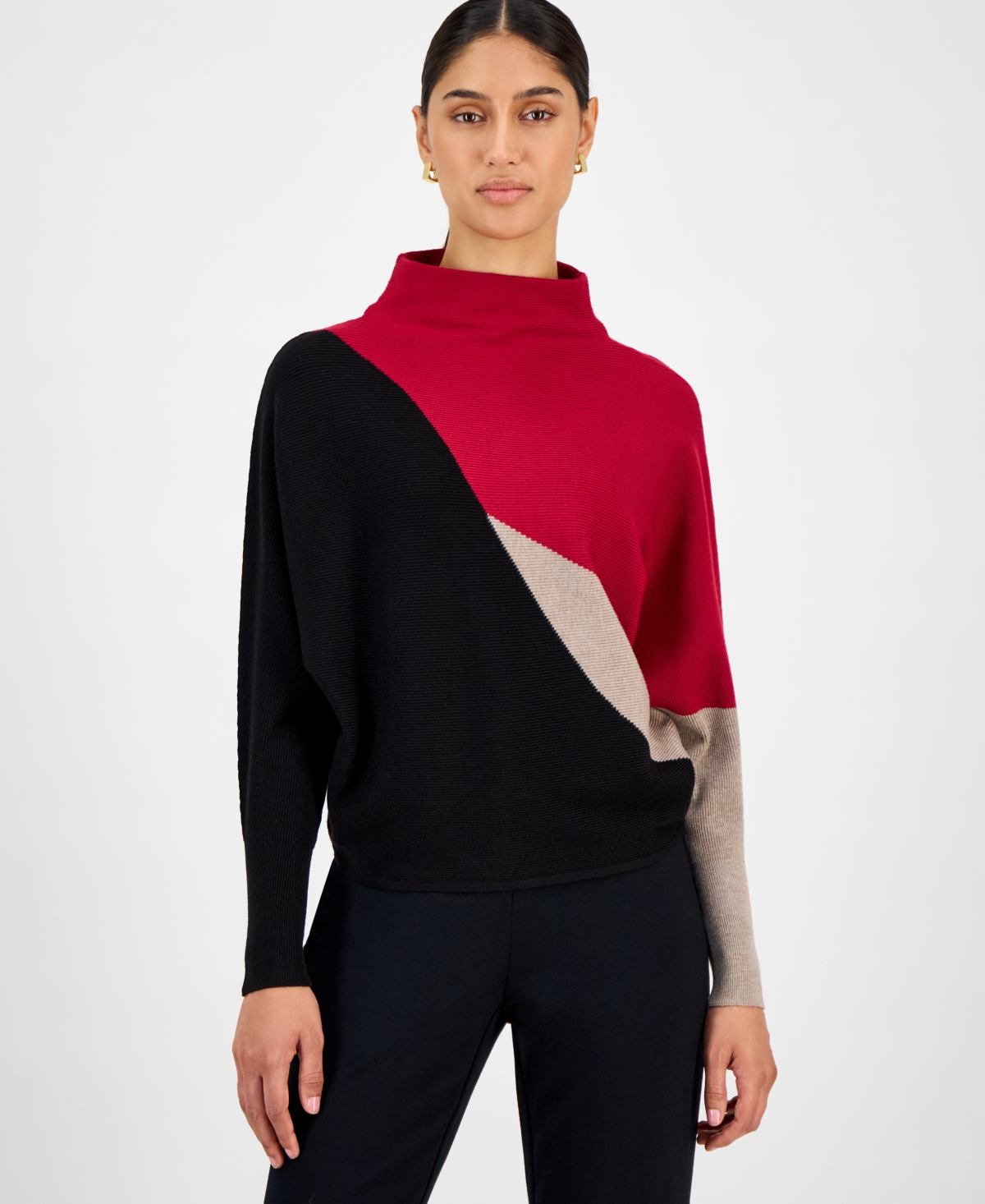 Click here for T Tahari Womens Funnel-Neck Dolman-Sleeve Sweater... prices