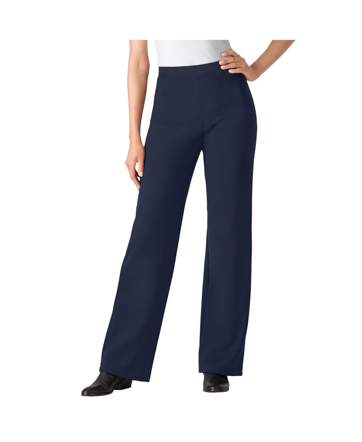 Click here for Woman Within Womens Within Wide-Leg Ponte Knit Pan... prices