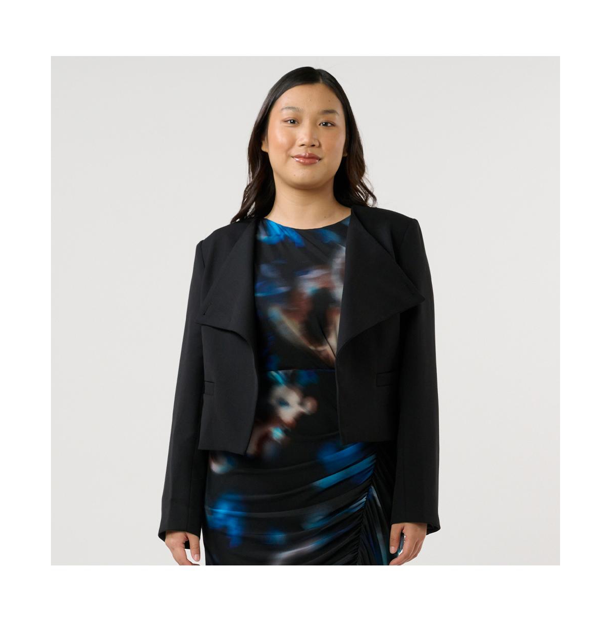 Click here for Estelle Plus Size Eboni Cropped Jacket - Black prices