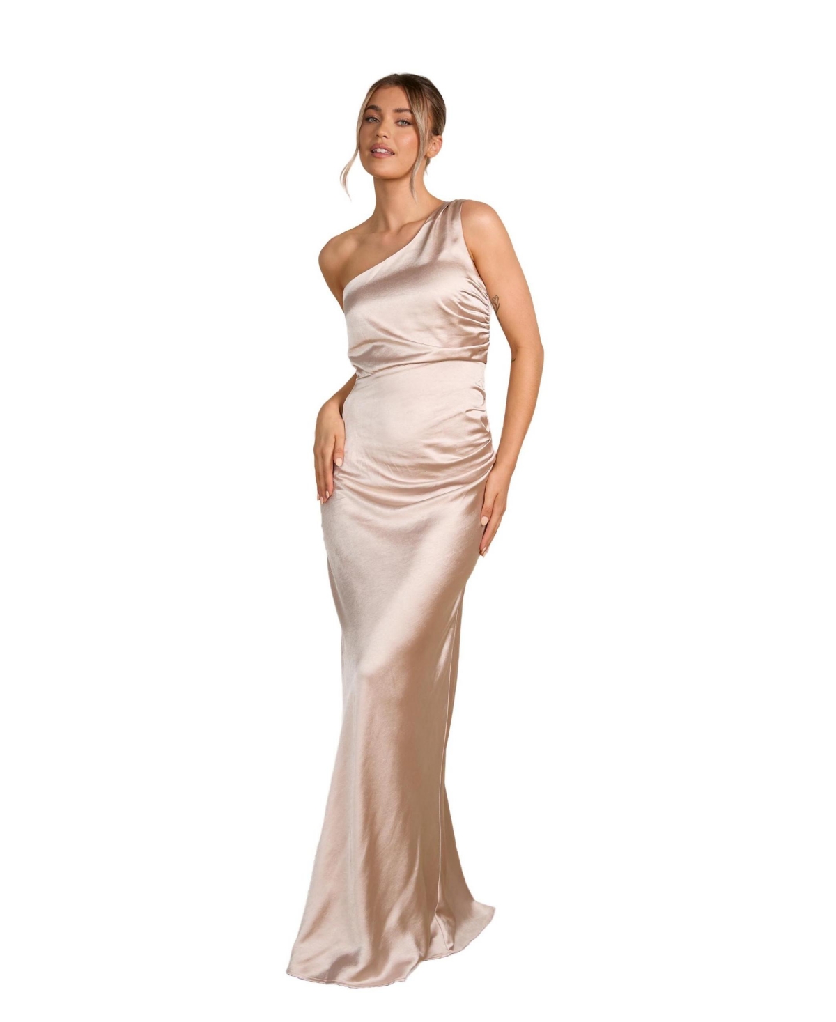 Click here for Six Stories Womens One Shoulder Satin Bridesmaid D... prices