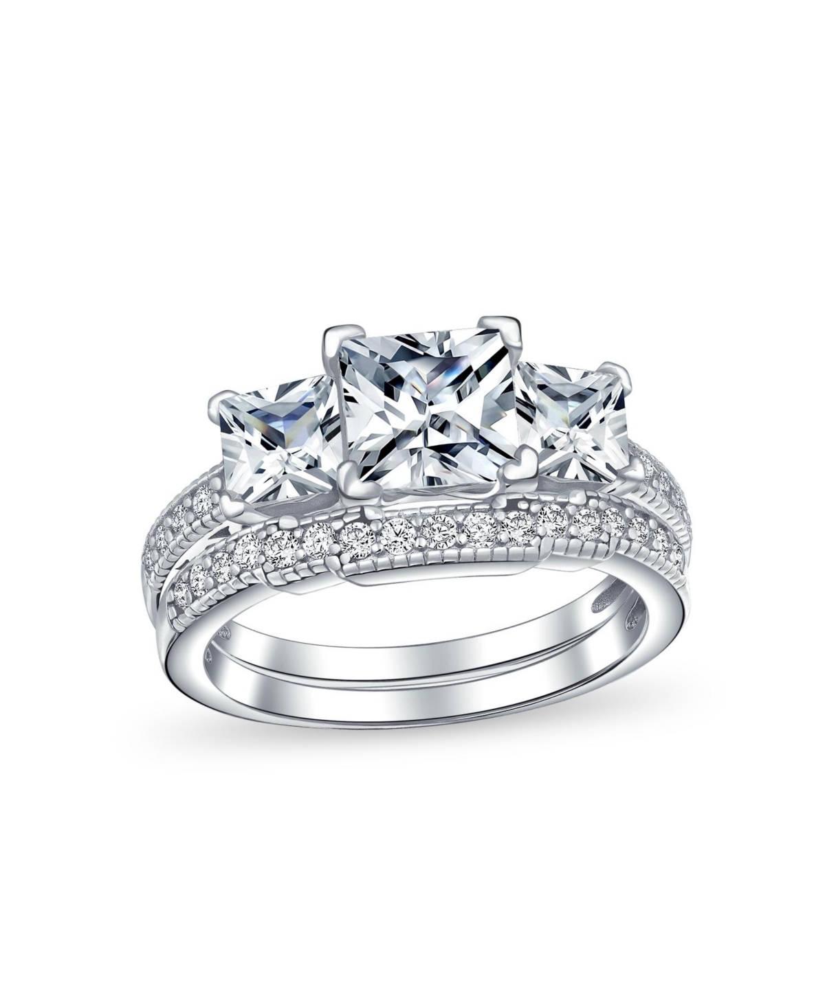Click here for Bling Jewelry Classic 3CT Square Princess Cut Thre... prices