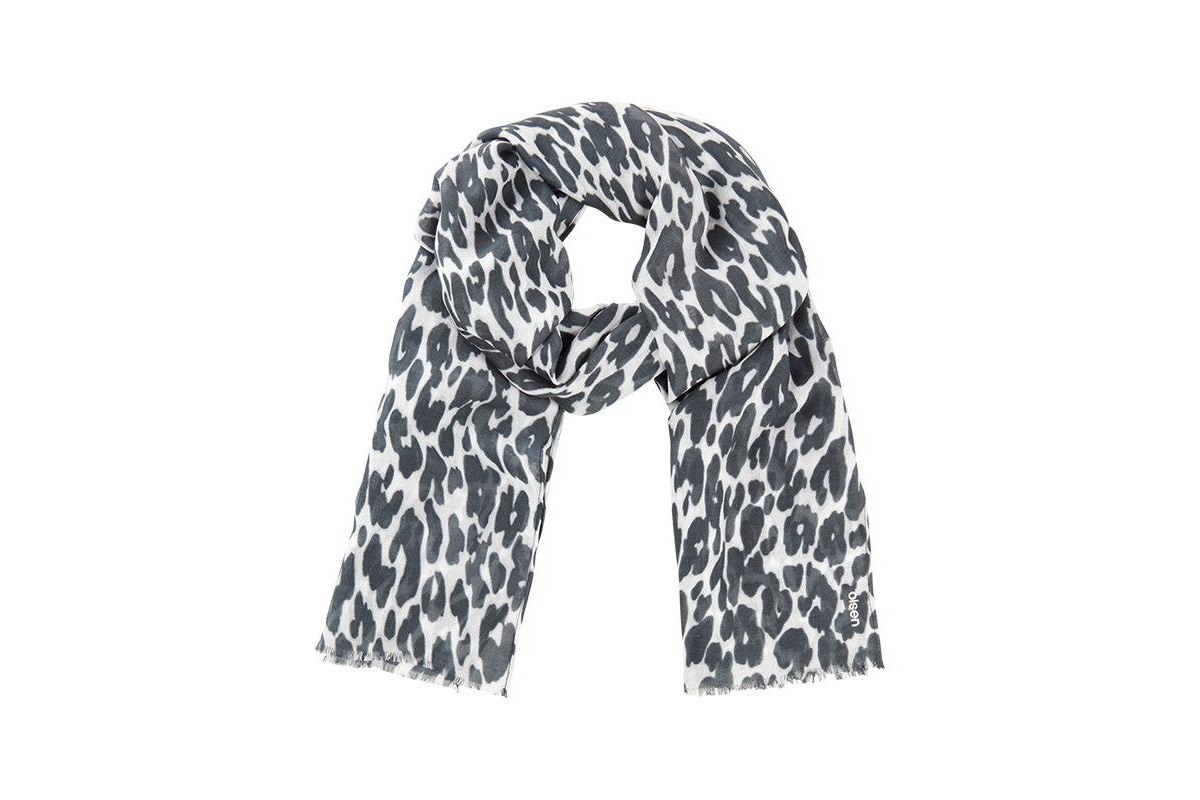 Click here for Olsen Leopard Scarf with Frayed Edge Trim - Dark s... prices
