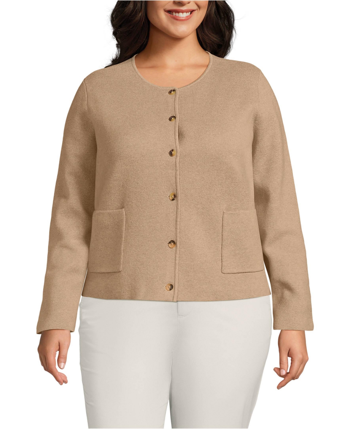 Click here for Lands End Plus Size Fine Gauge Cotton Milano Blaze... prices