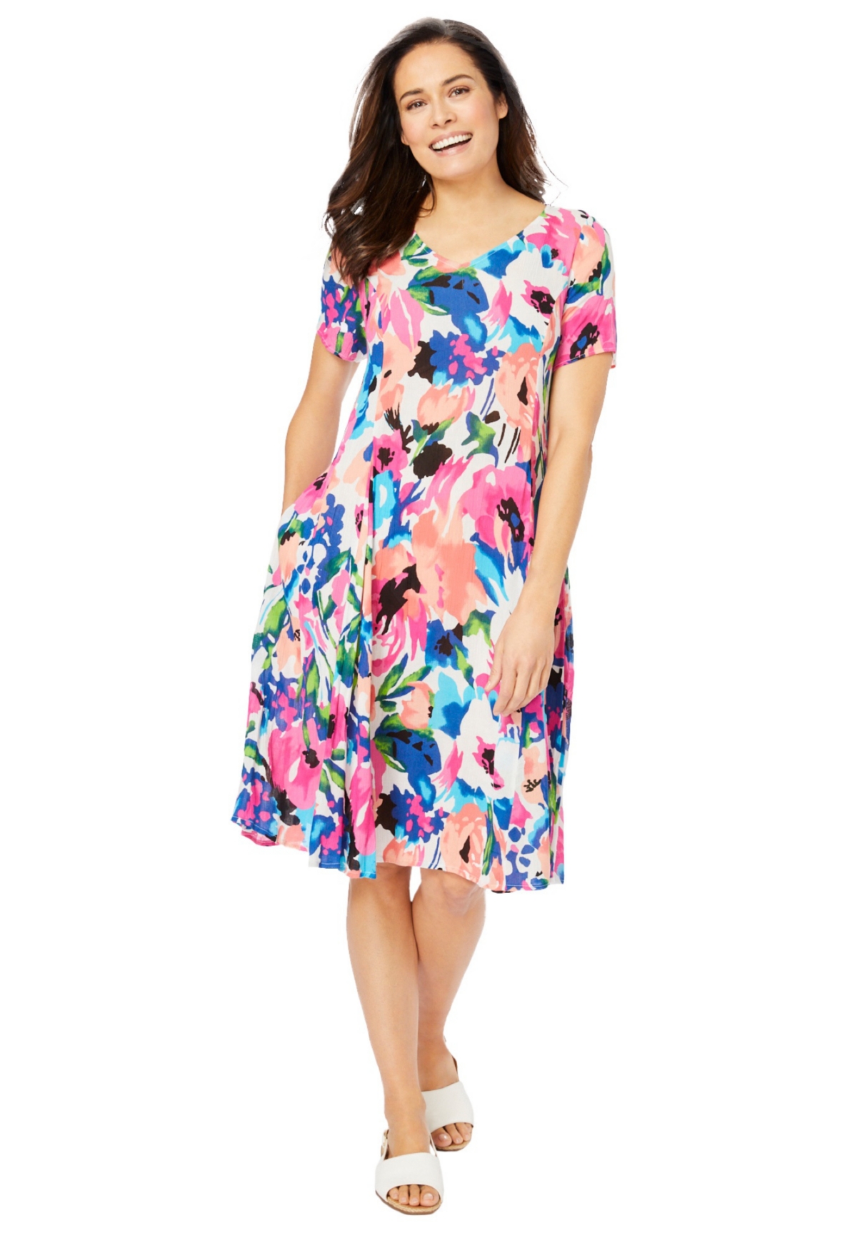 Click here for Woman Within Plus Size Within Short Crinkle Dress... prices
