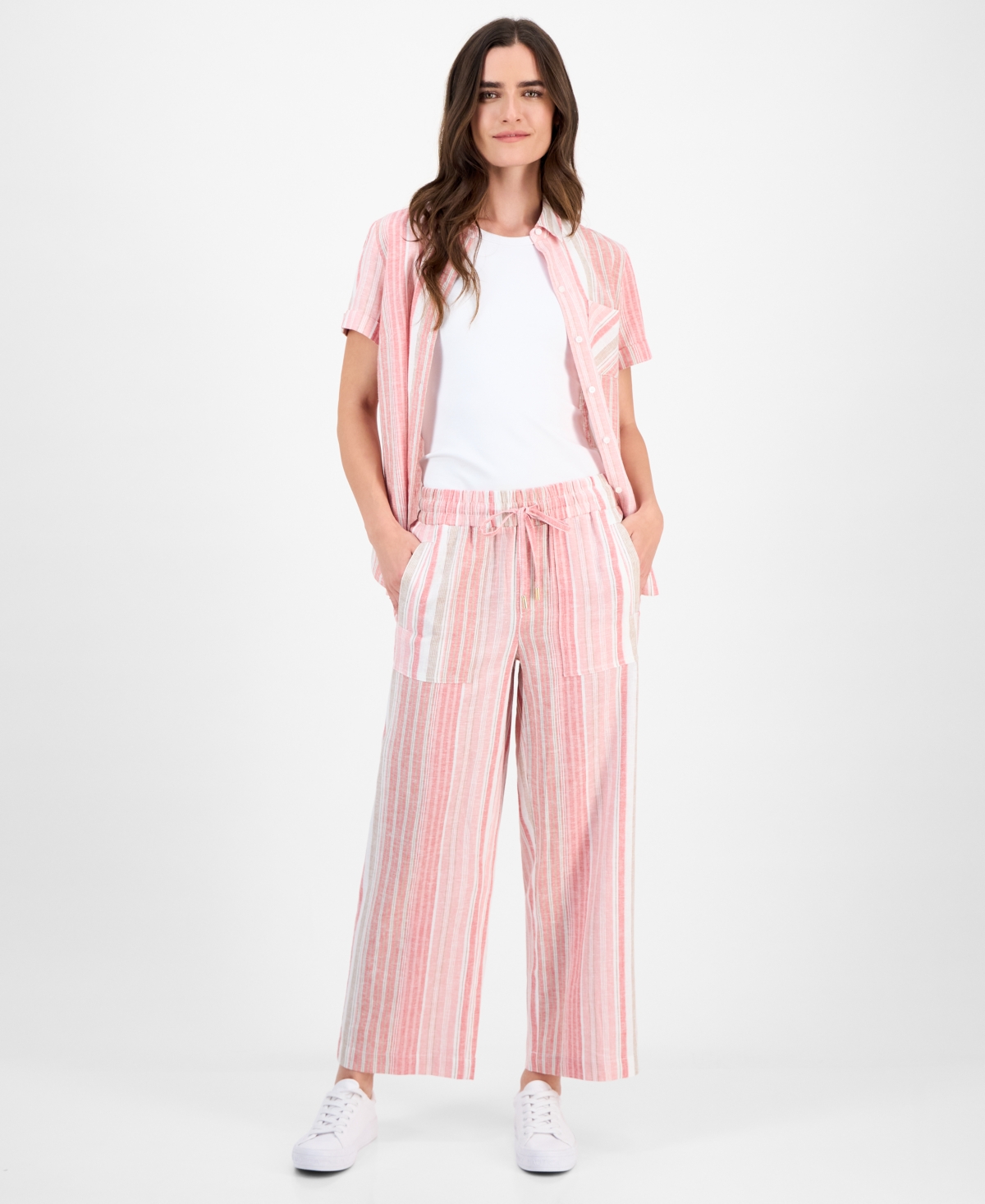 Click here for Nautica Jeans Womens Striped Mid-Rise Ankle Pants... prices