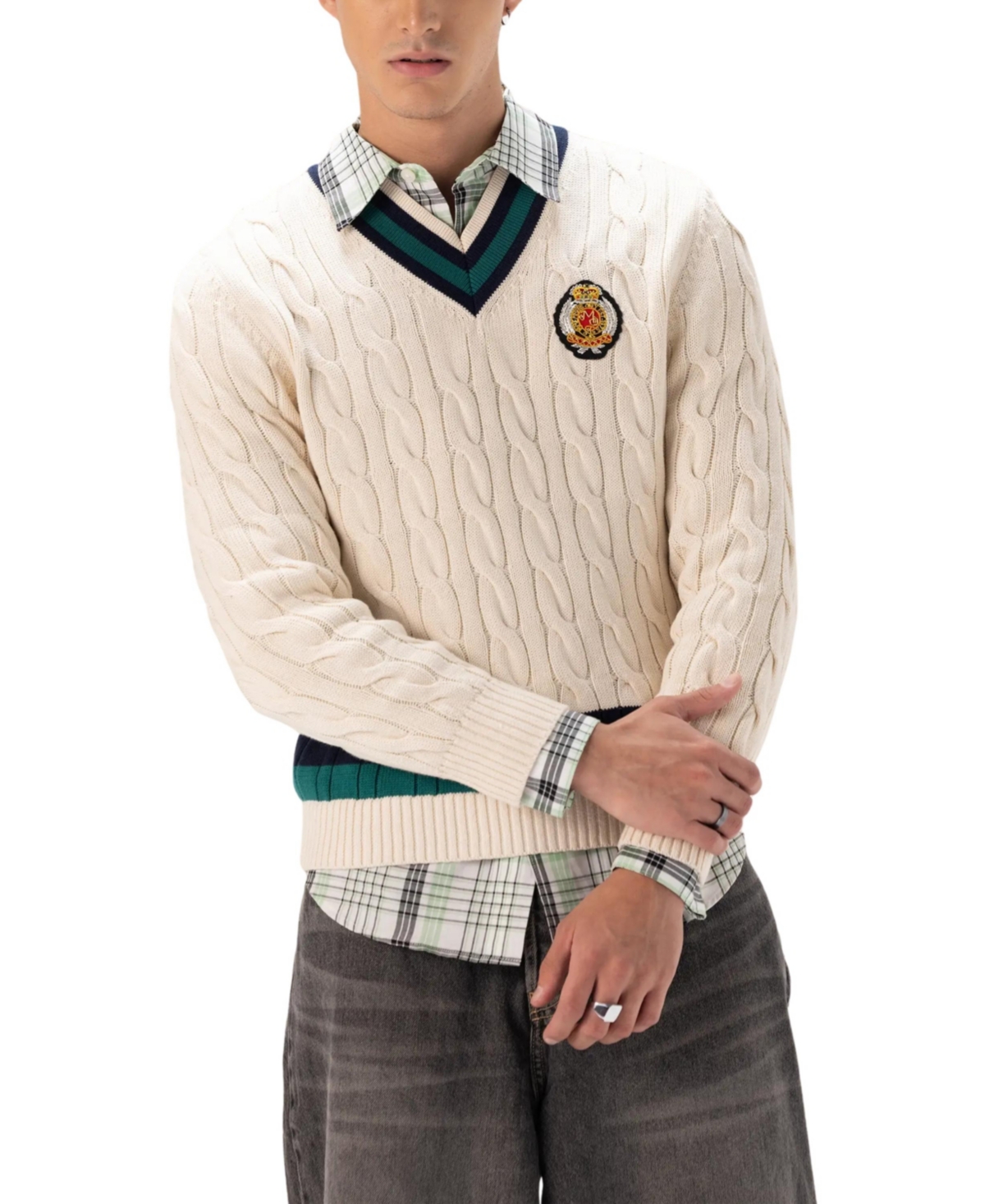 Click here for Members Only Mens Cotton Cable Knit Cricket Sweate... prices