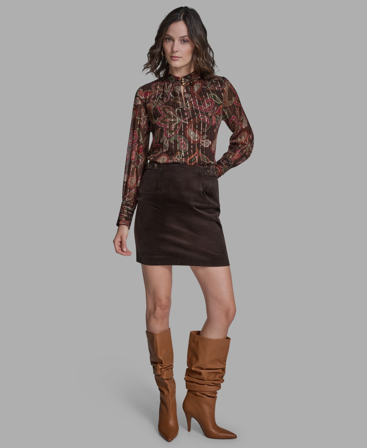 Click here for Bcbg Womens Corduroy Mini Skirt - Truffle prices