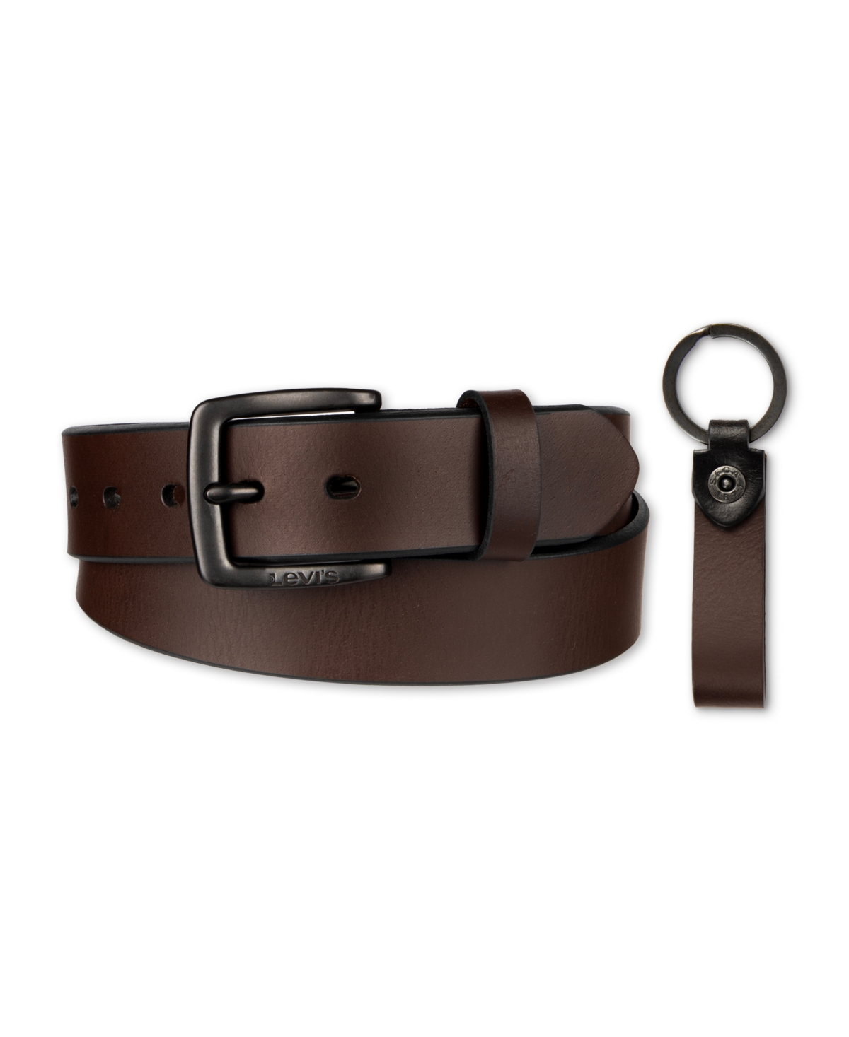 Click here for Levis Mens Two-Tone Belt and Key Fob Set - Brown prices