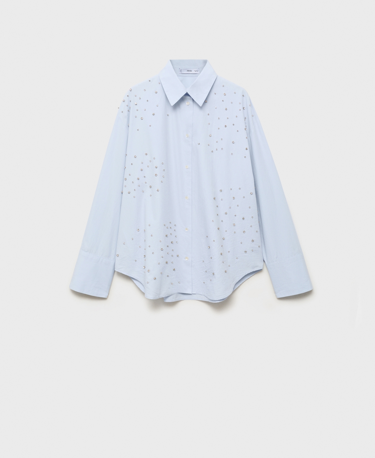 Click here for Mango Womens Cotton Strass Shirt - Blue prices