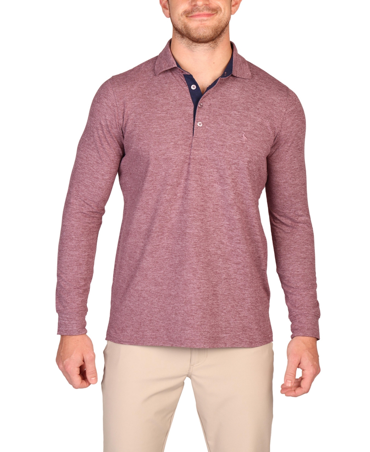 Click here for Tailorbyrd Mens Byrd Blend Long Sleeve Polo - Heat... prices