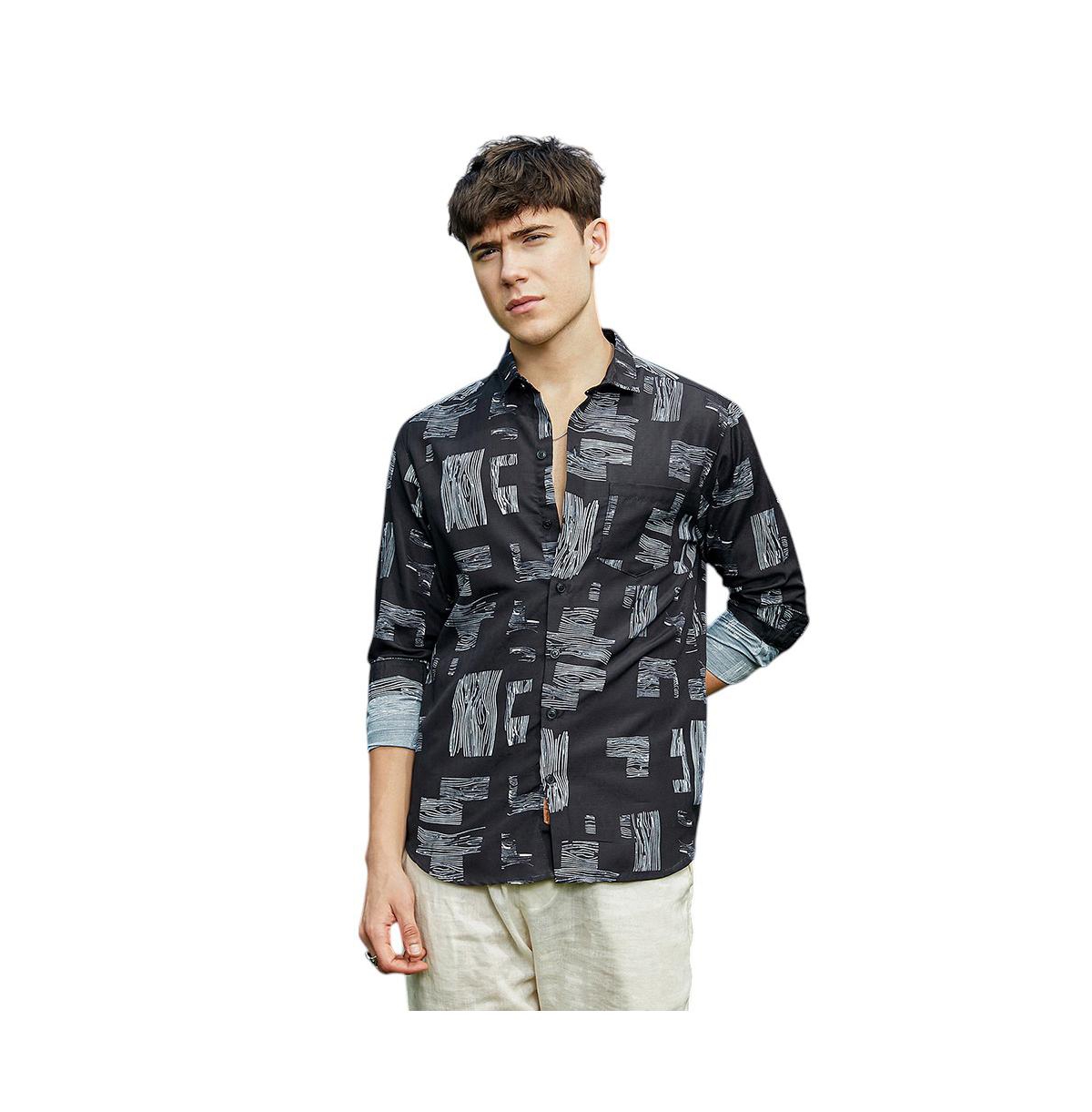 Click here for Campus Sutra Mens Timber Lines Shirt - Black prices