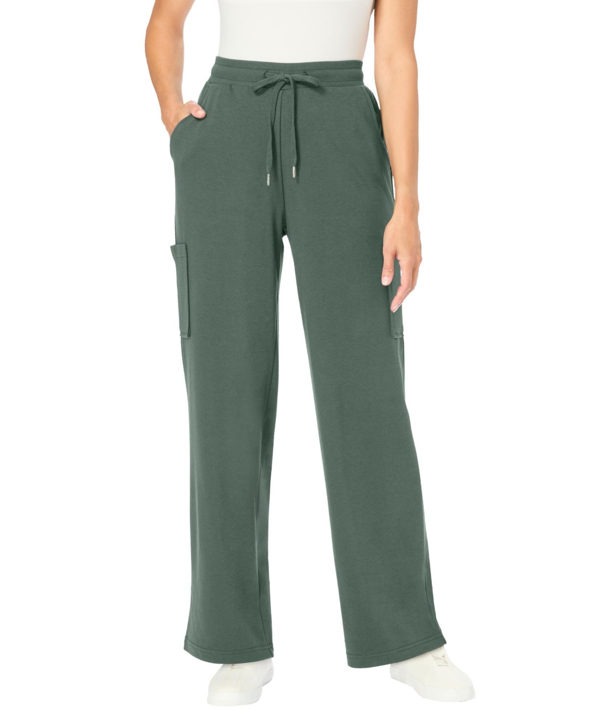 Click here for Woman Within Plus Size Knit Cargo Pant - Pine prices