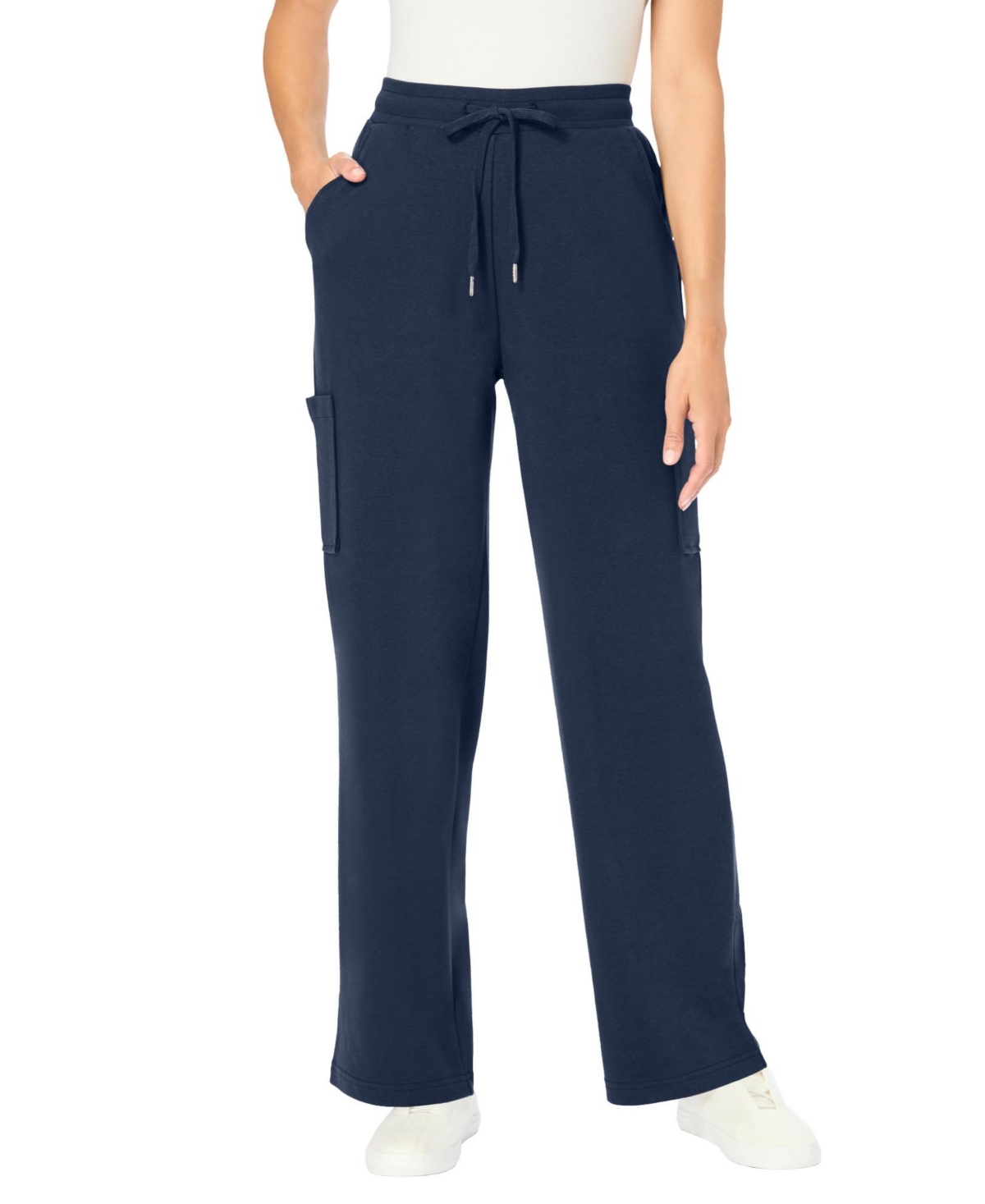 Click here for Woman Within Plus Size Knit Cargo Pant - Navy prices