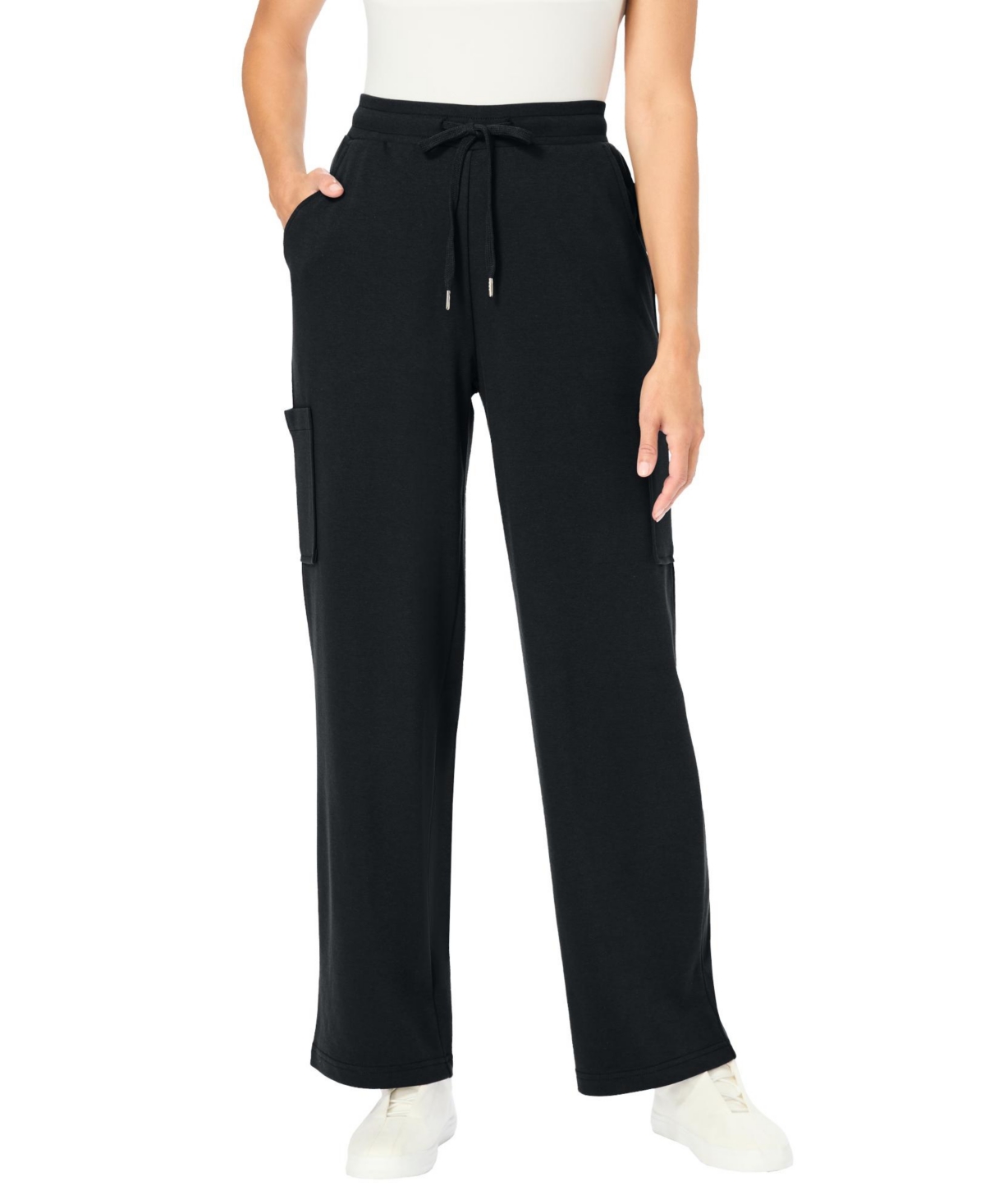 Click here for Woman Within Plus Size Knit Cargo Pant - Black prices