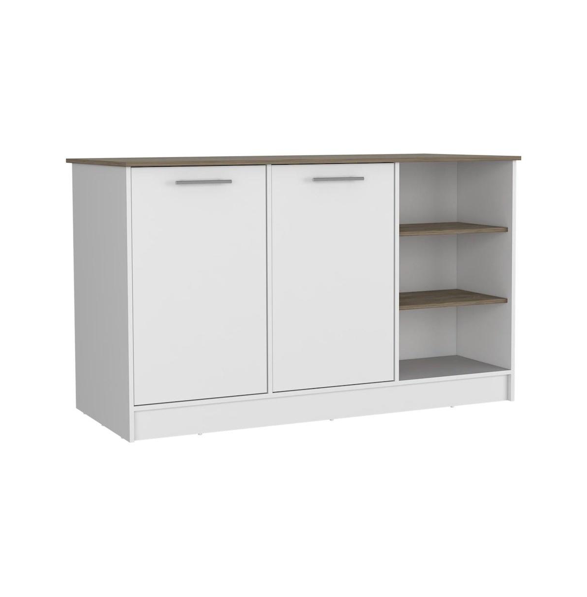 Click here for Tuhome Ginger Kitchen Island White / Dark Brown Md... prices