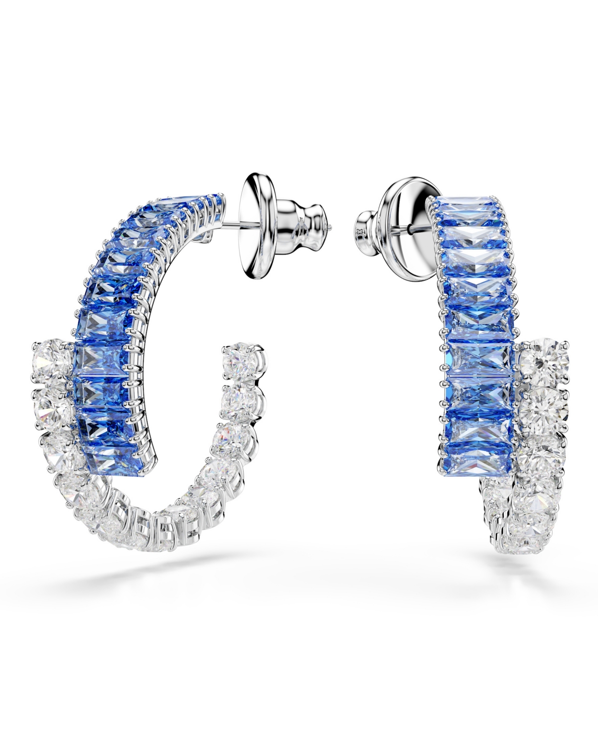 Click here for Swarovski Matrix Rhodium Plated Hoop Earrings - Bl... prices