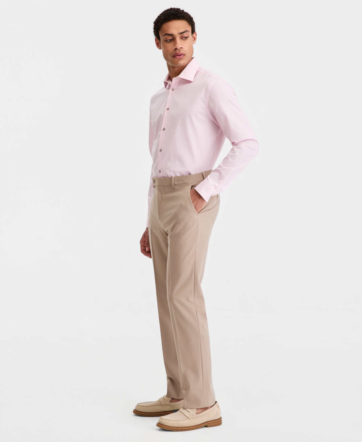 Click here for Calvin Klein Mens Slim-Fit Solid Dress Pants - Tan prices