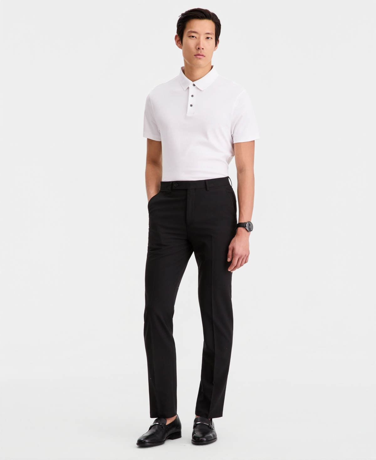 Click here for Calvin Klein Mens Slim-Fit Solid Dress Pants - Bla... prices