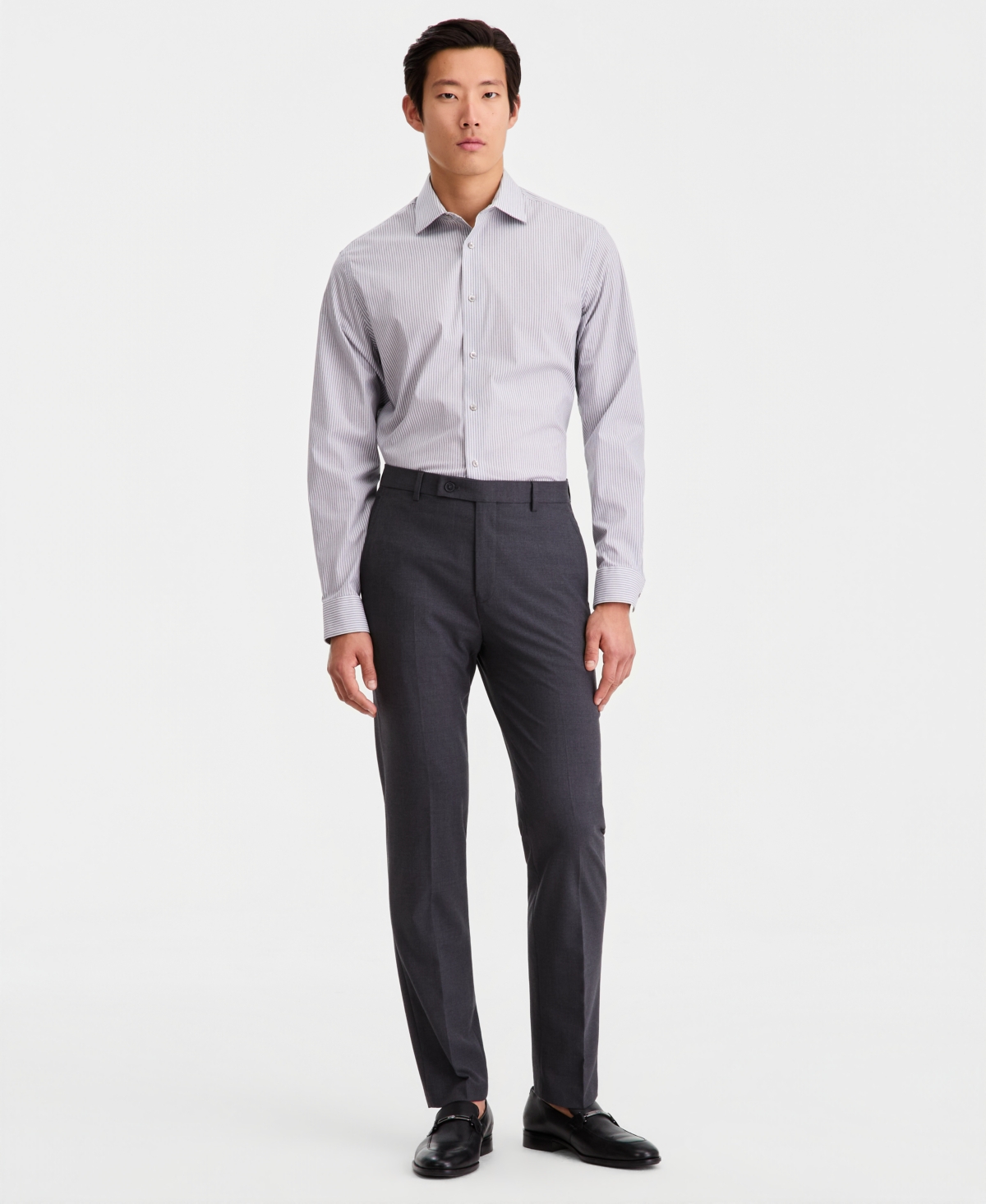 Click here for Calvin Klein Mens Slim-Fit Solid Dress Pants - Gra... prices