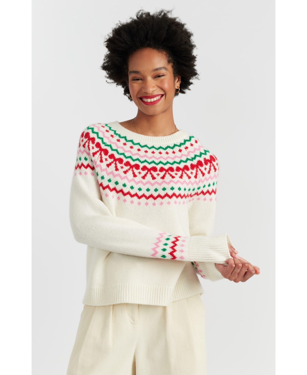 Click here for Chinti & Parker Womens Wool-Cashmere Bow Fairisle... prices