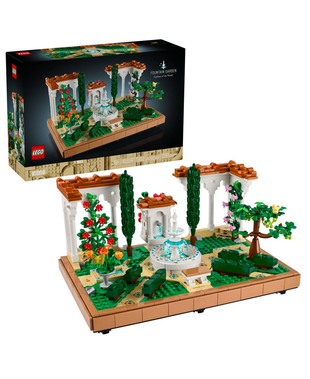 Click here for Lego Icons Fountain Garden Building Set - Multicol... prices