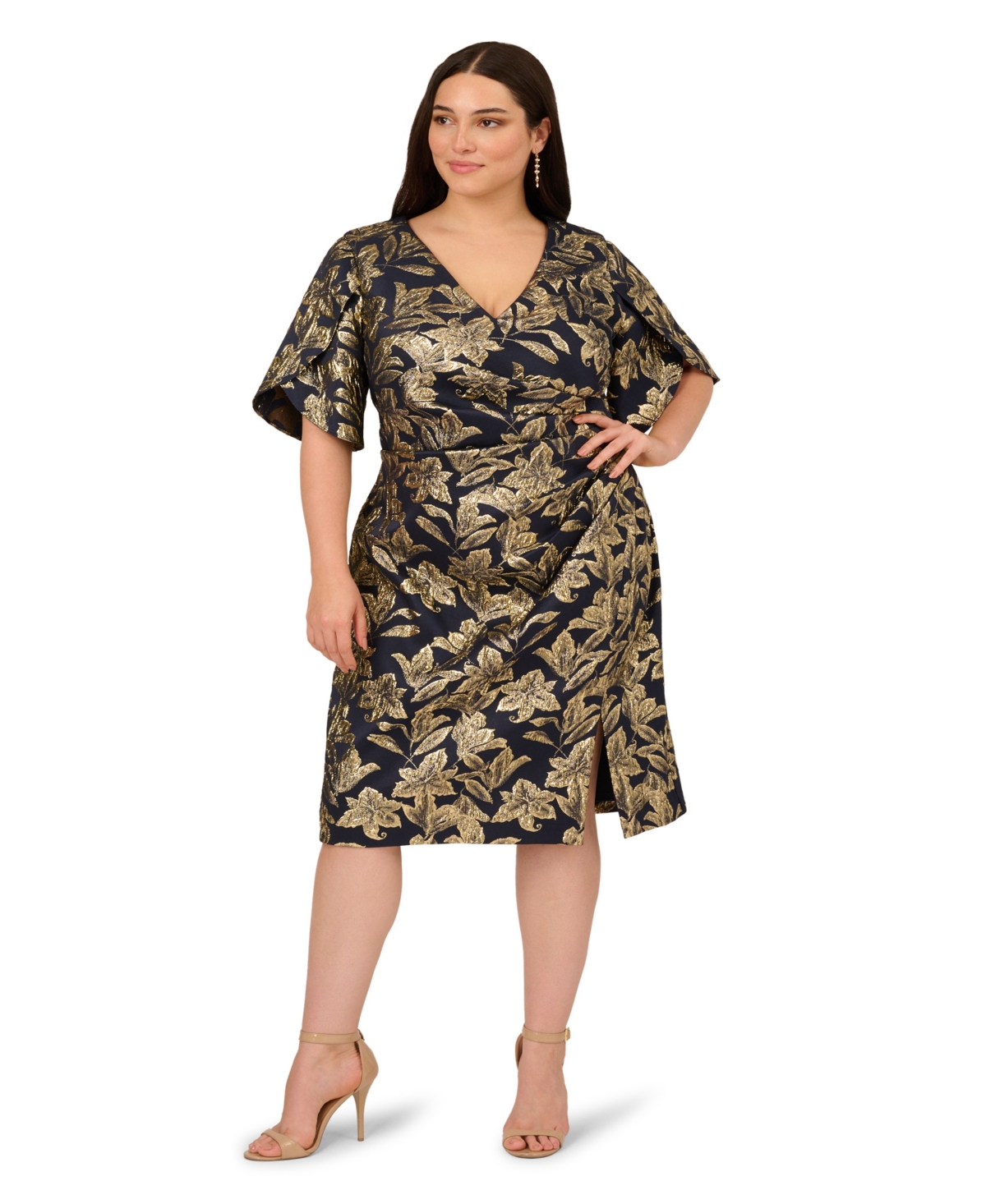 Click here for Adrianna Papell Plus Size Stretch Jacquard Midi Dr... prices