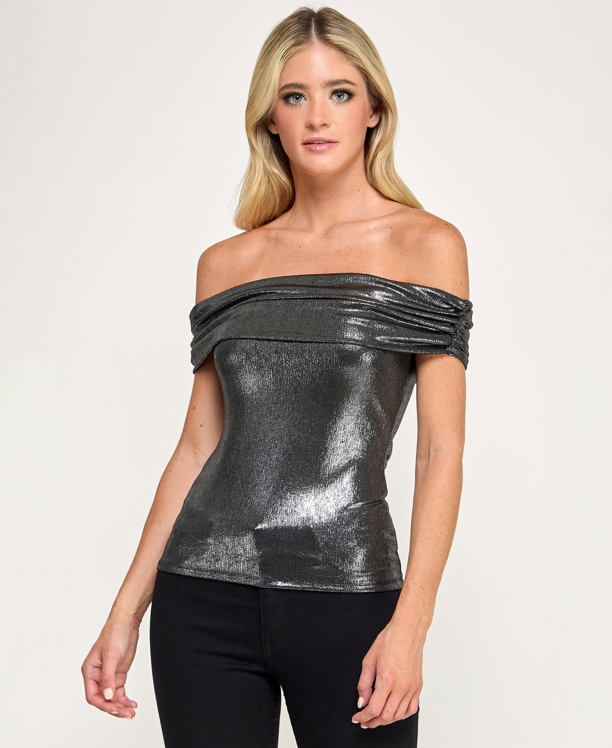 Click here for Seni & Cade Juniors Lurex Off-The-Shoulder Top - B... prices