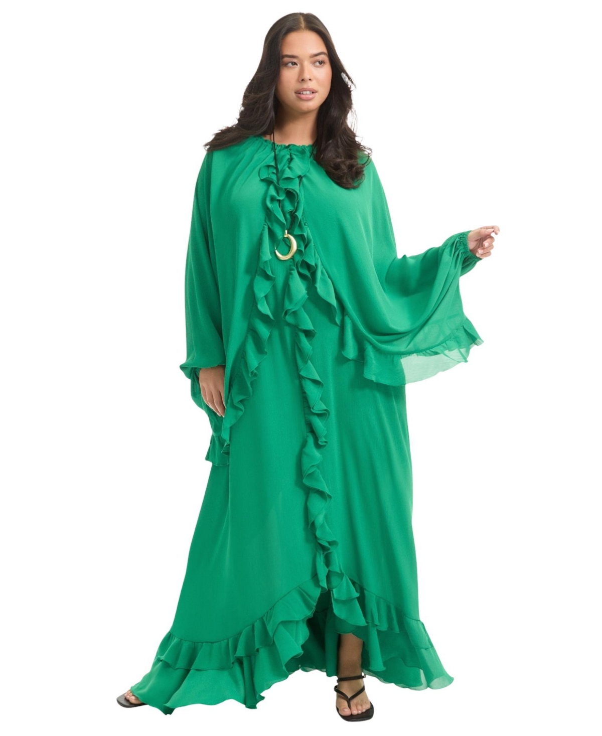 Click here for June + Vie Womens Plus Size Ruffled Chiffon Cape M... prices