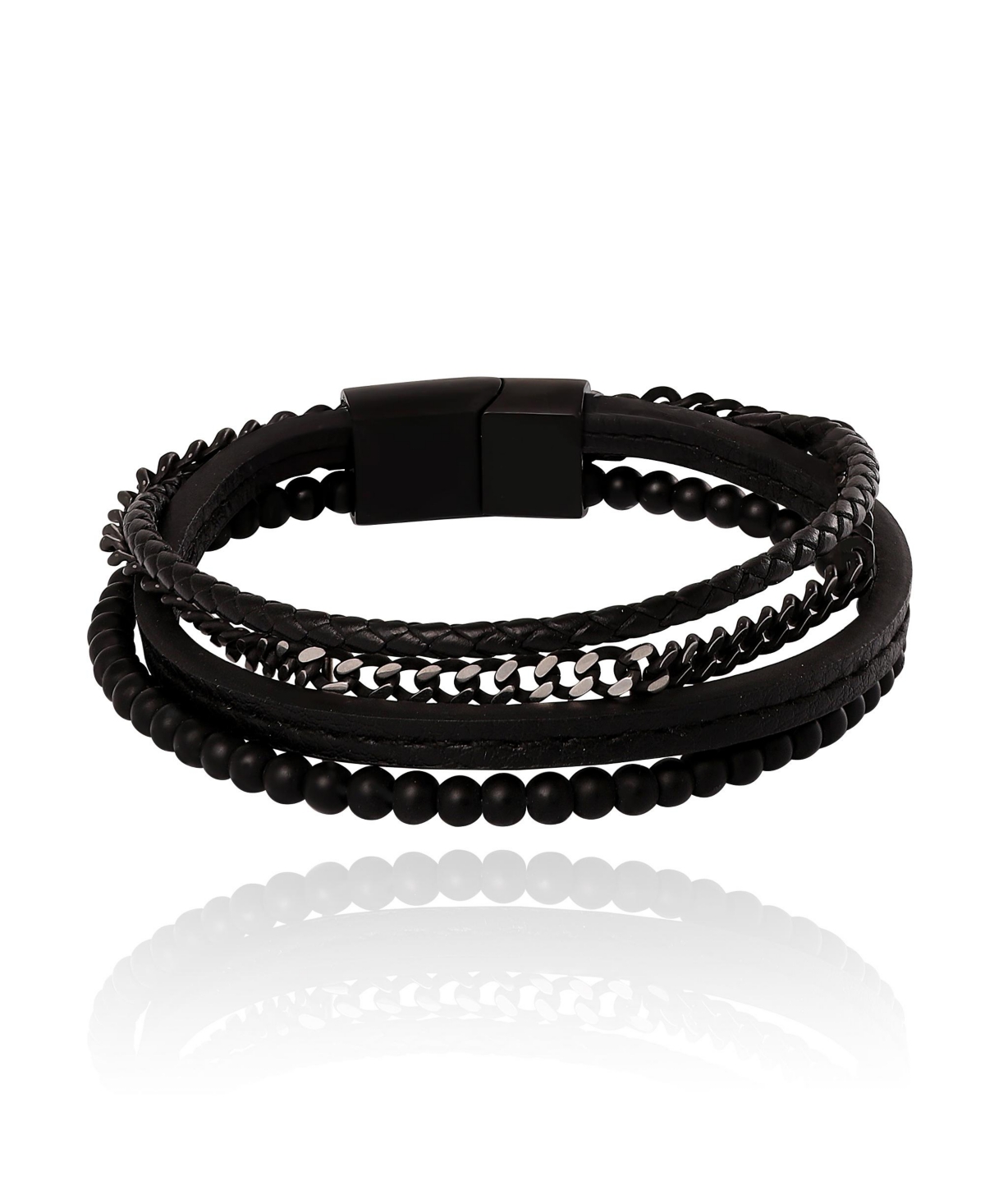 Click here for Lucky Brand Mens All Black Beaded & Leather Layere... prices
