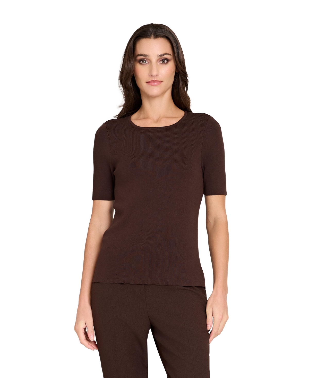 Click here for Tahari Asl Womens Petite Fine-Rib Crewneck Sweater... prices