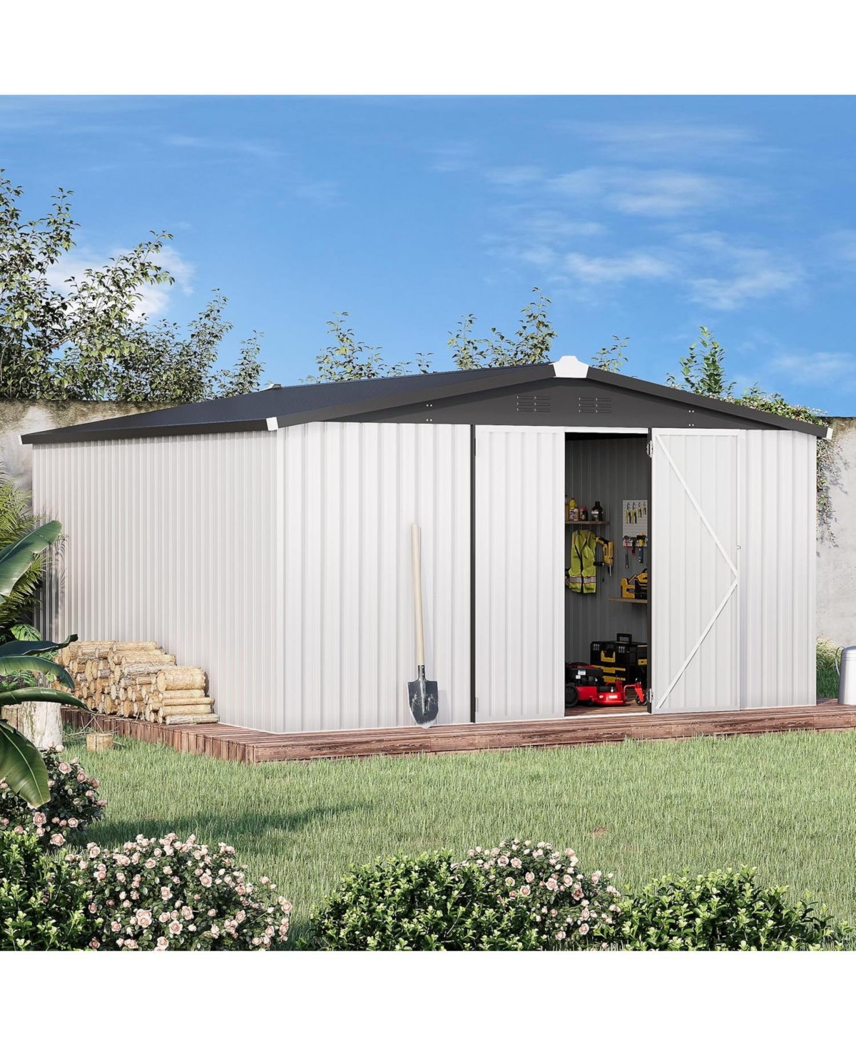 Click here for Aecojoy 12x12 Outdoor Storage Shed - White prices