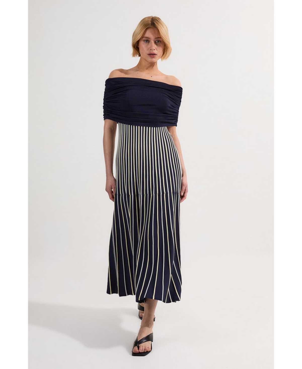 Click here for Karen Millen Womens Striped Bardot Knitted Maxi Dr... prices