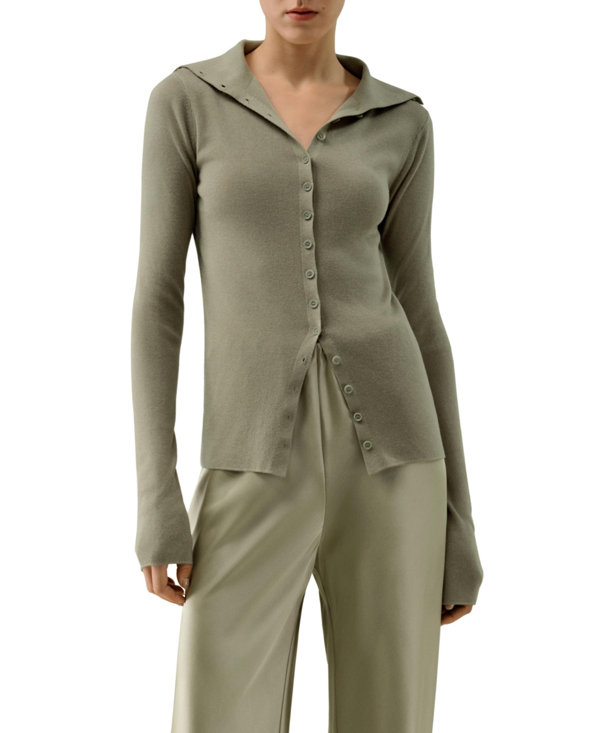 Click here for Lilysilk Slim Fit Silk Cashmere Sweater - Artichok... prices